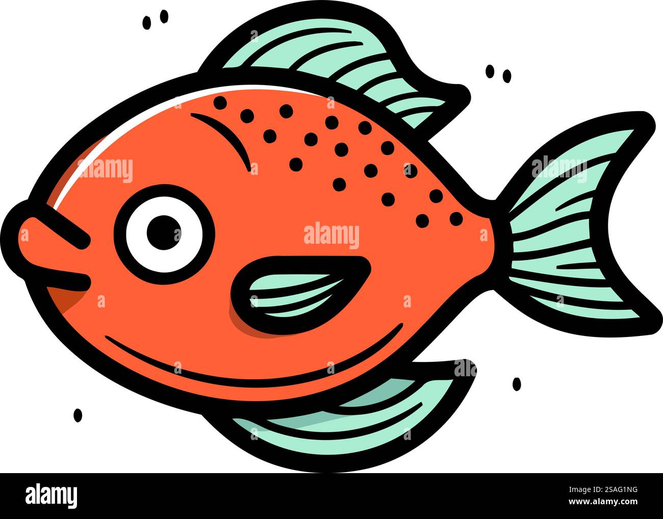 Cartoon fish character. Vector illustration of a cute cartoon fish ...