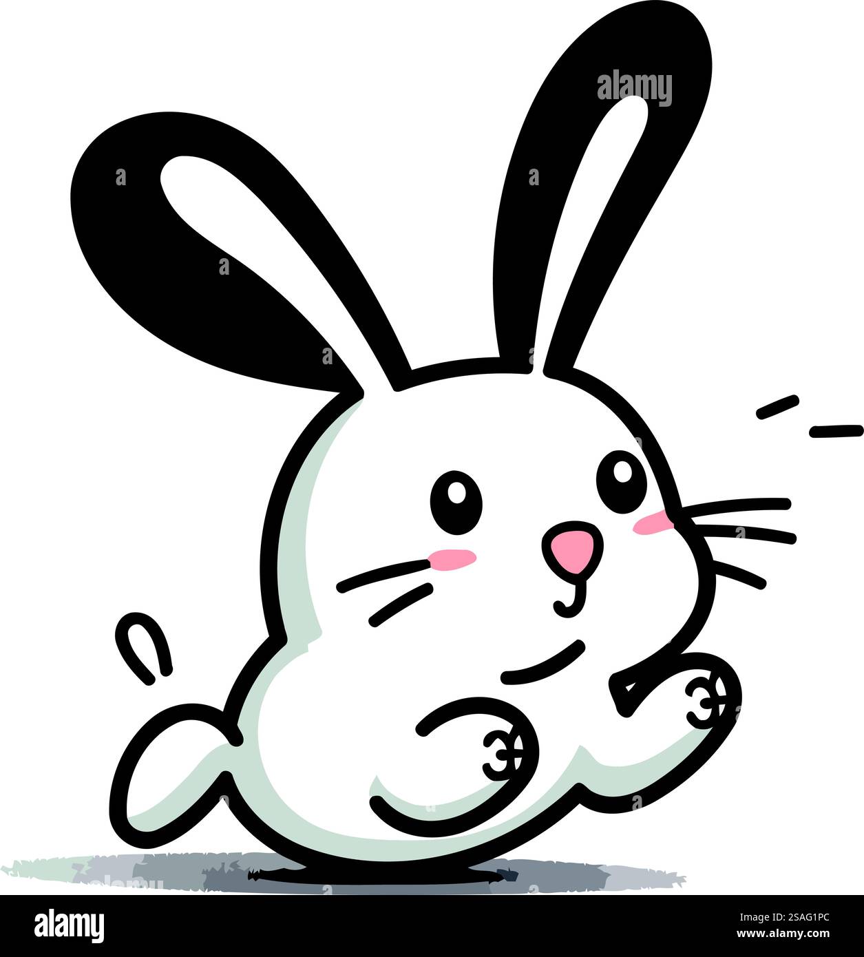 Easter bunny running. Cute cartoon character. Vector illustration Stock ...