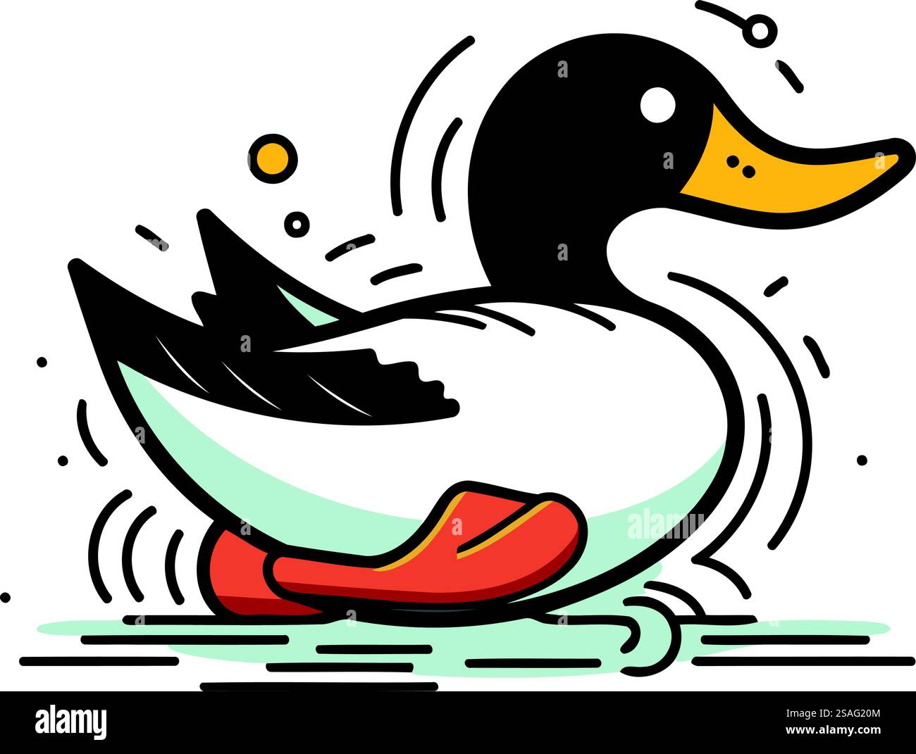 Duck swimming in the sea. Vector illustration in flat style Stock ...