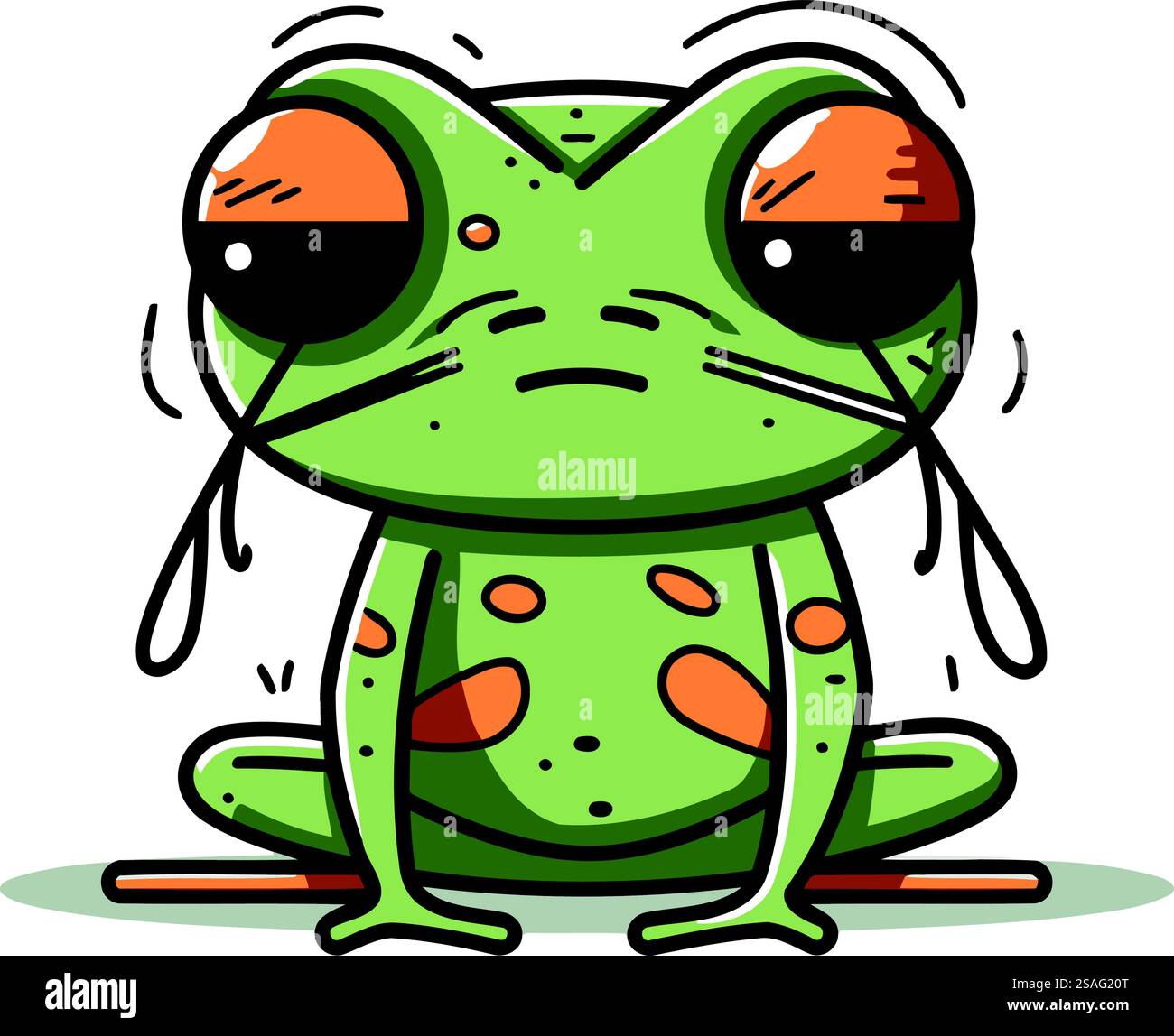 Cute frog with sad eyes. Vector illustration in cartoon style Stock ...