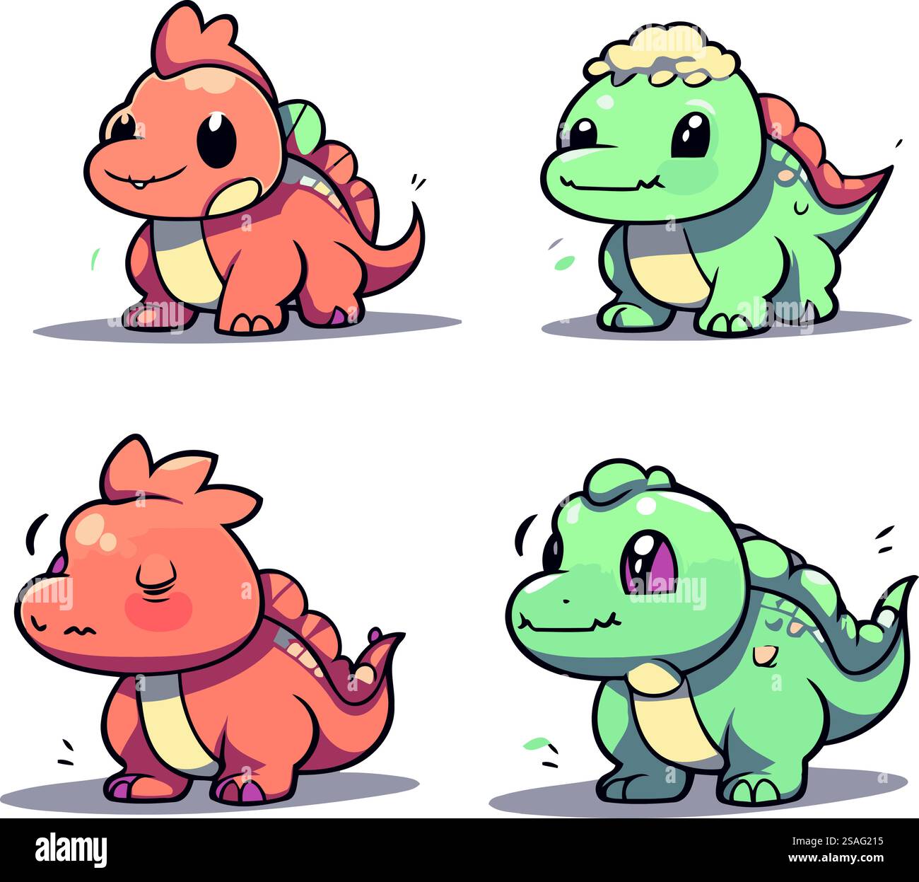 Cute dinosaur cartoon collection. Vector illustration isolated on white ...