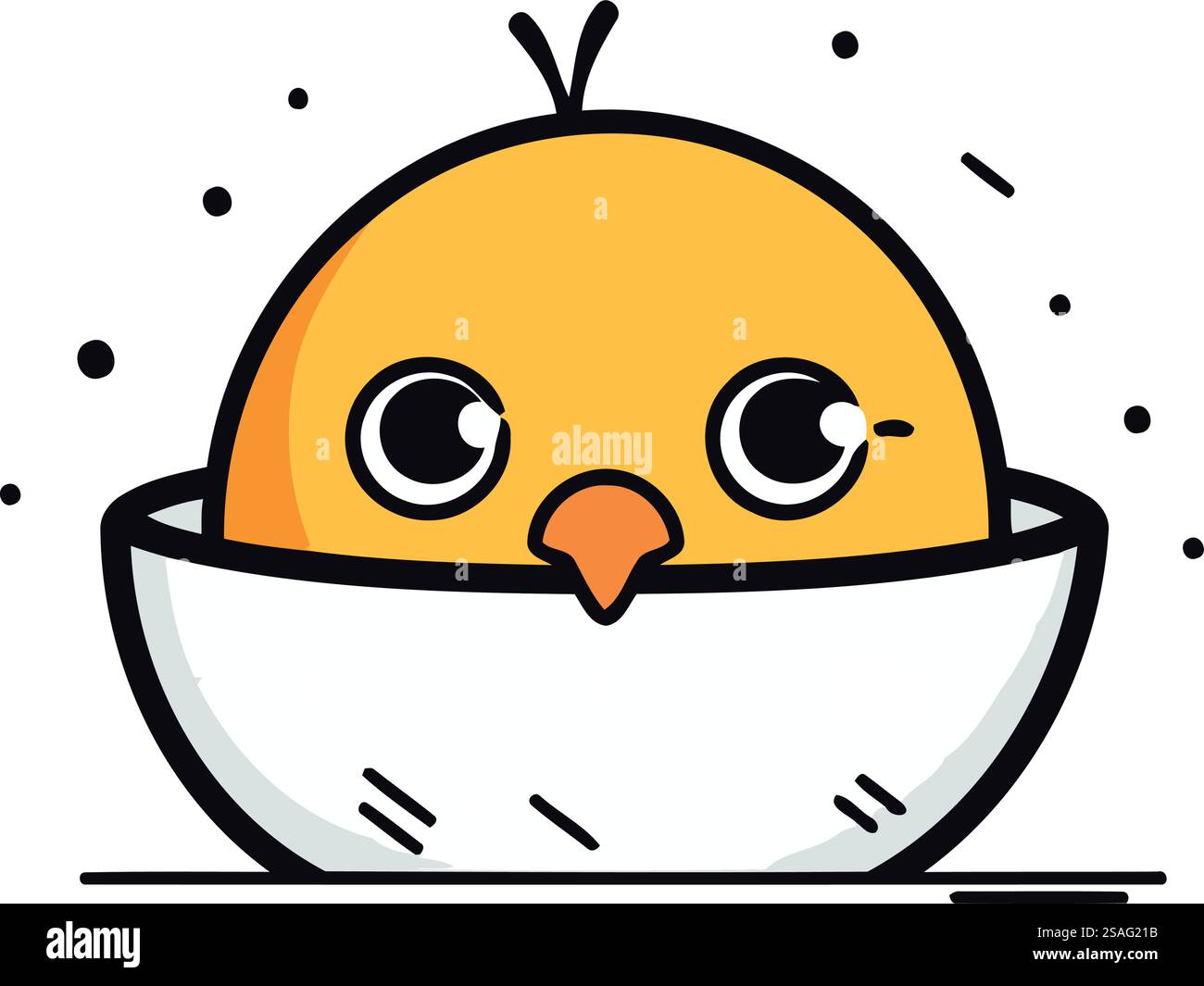 Cute chicken in eggshell. Vector illustration in flat style Stock ...