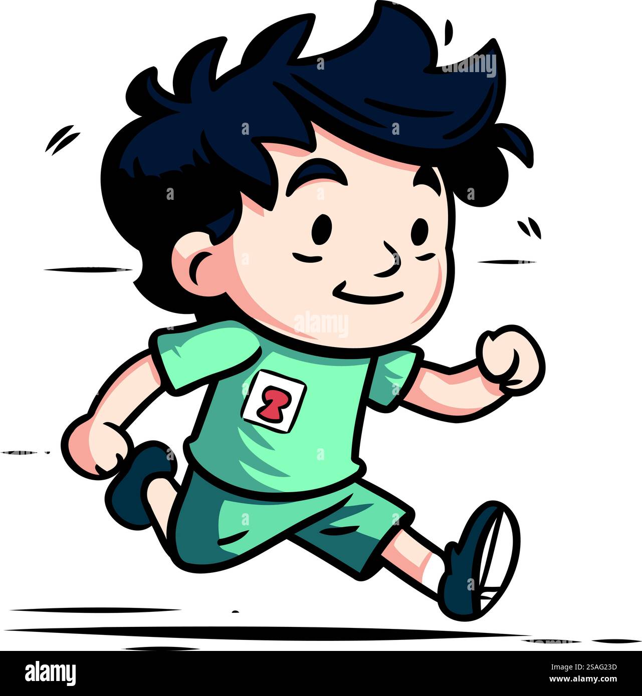 Running Kid Cartoon Vector Illustration of a Kid Running and Smiling ...