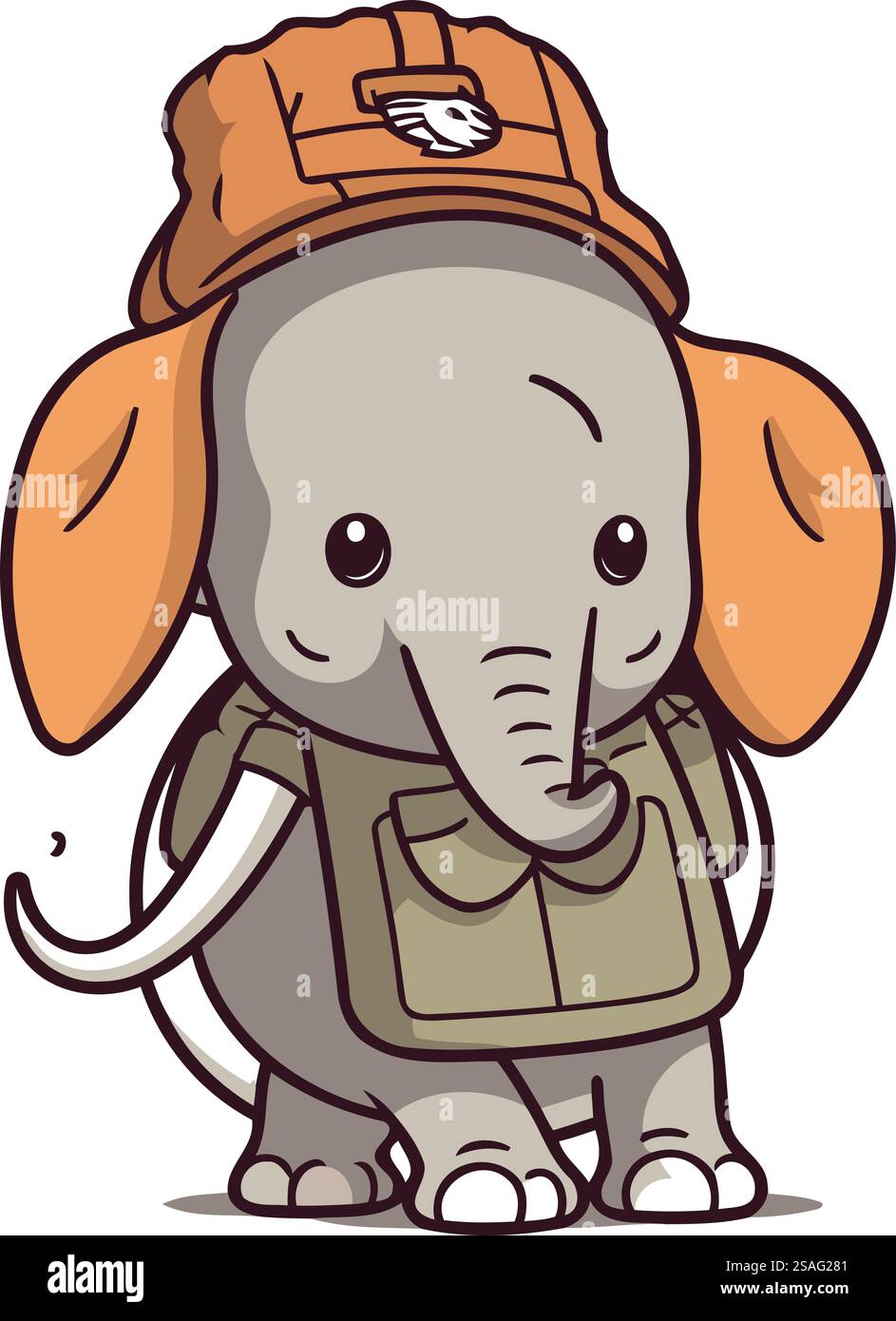 cute elephant in safari outfit and hat. vector illustration Stock ...