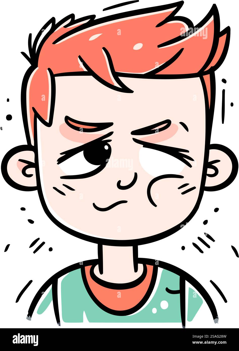 Sick boy with sore throat. Vector illustration in cartoon style Stock ...