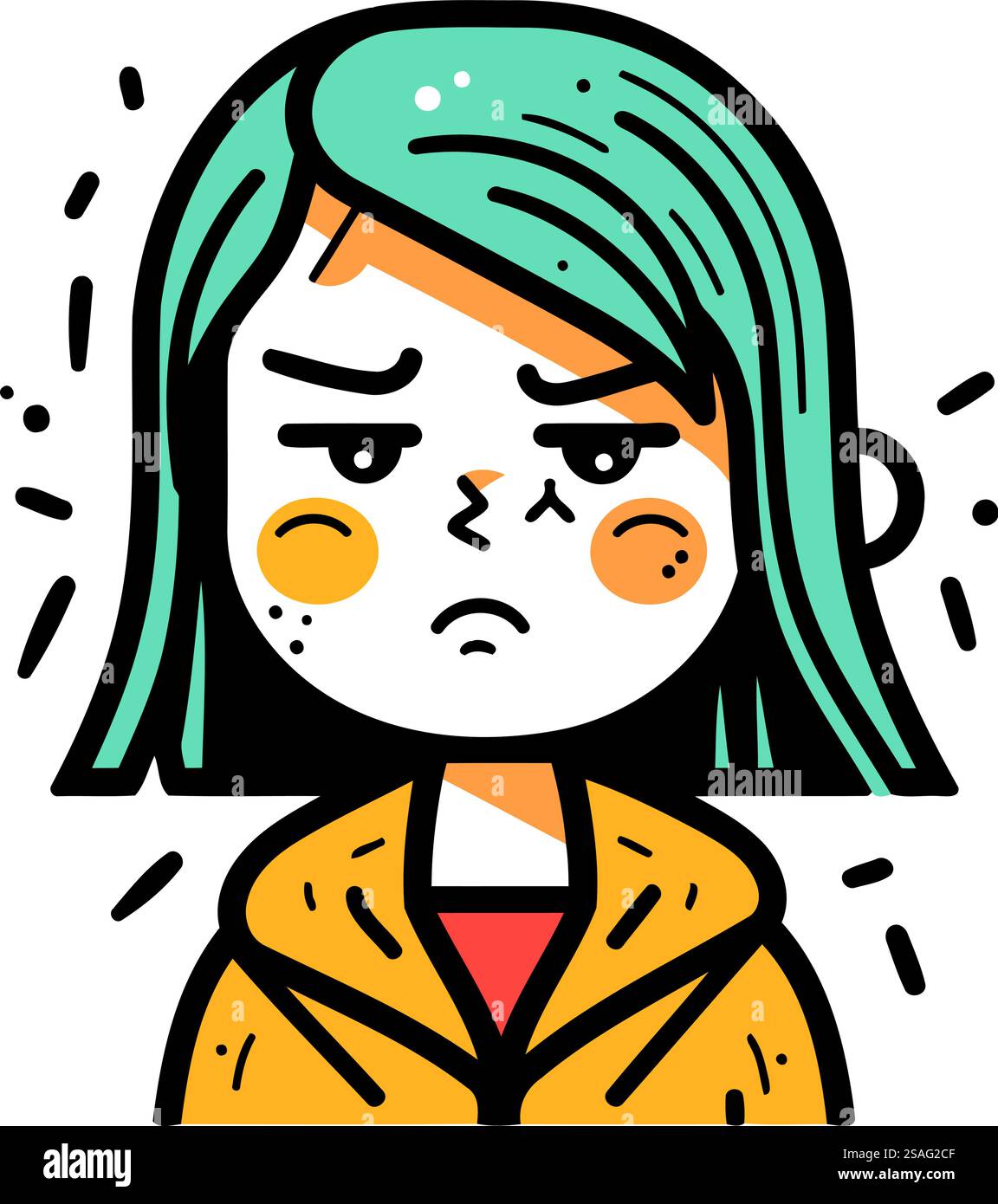 Angry woman. Facial expression. Vector illustration in cartoon style ...
