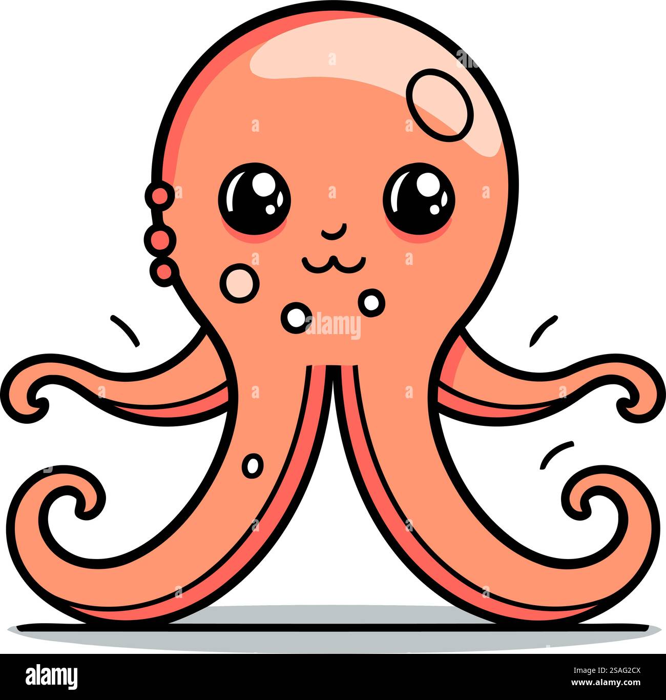 Cute octopus cartoon character. Vector illustration in a flat style ...