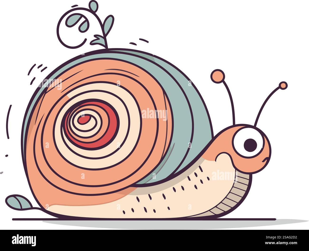Cartoon funny snail. Vector illustration. Isolated on white background ...