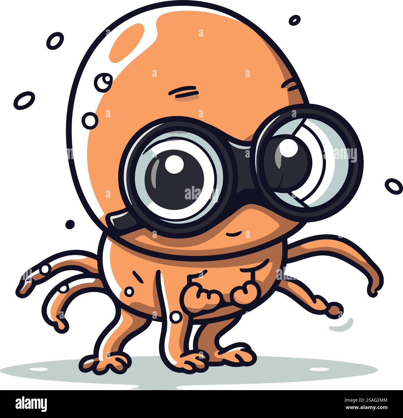Funny cartoon octopus character with big eyes. Vector illustration ...