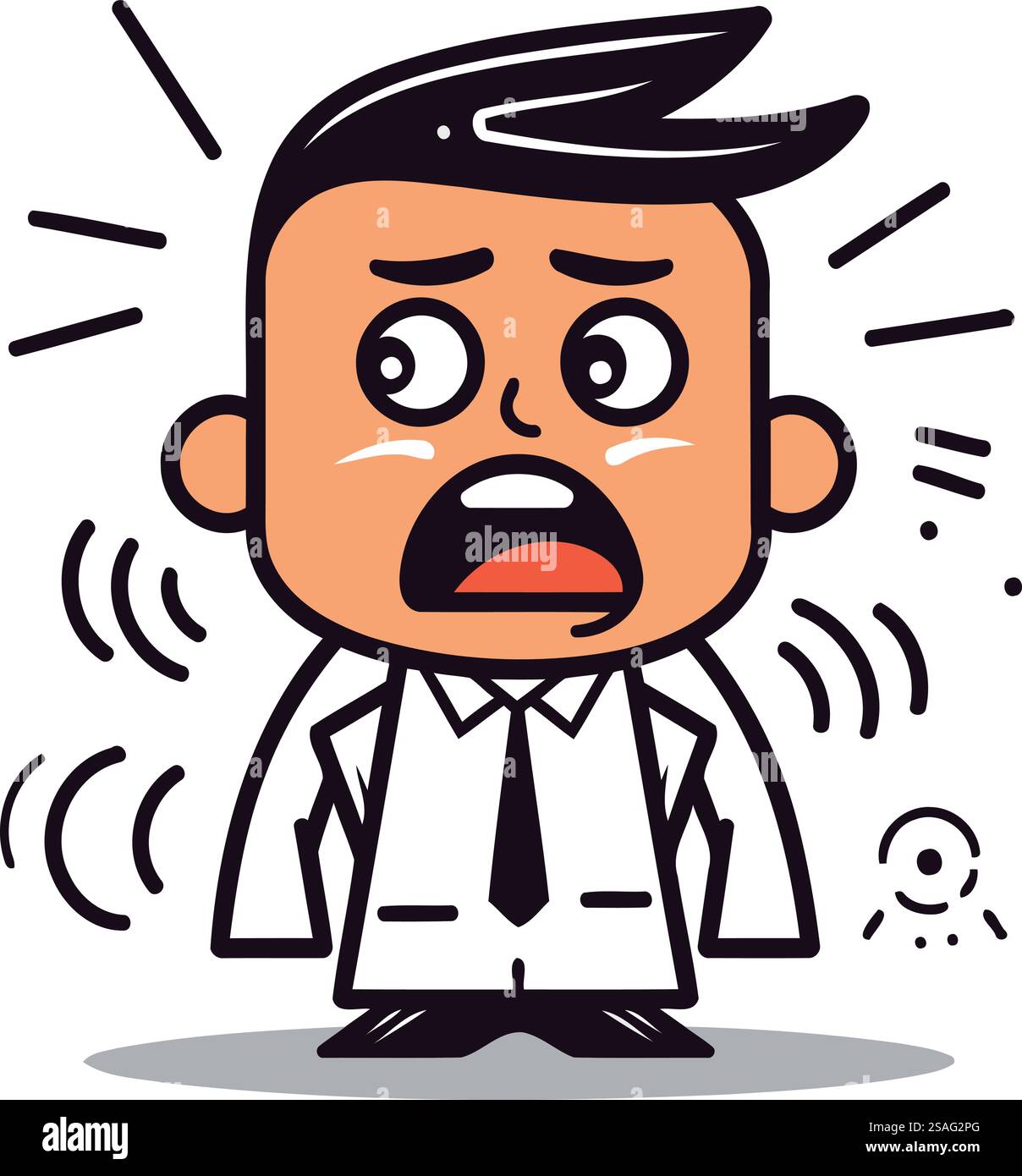 Angry Businessman Vector Illustration. Flat Cartoon Style Design Stock ...