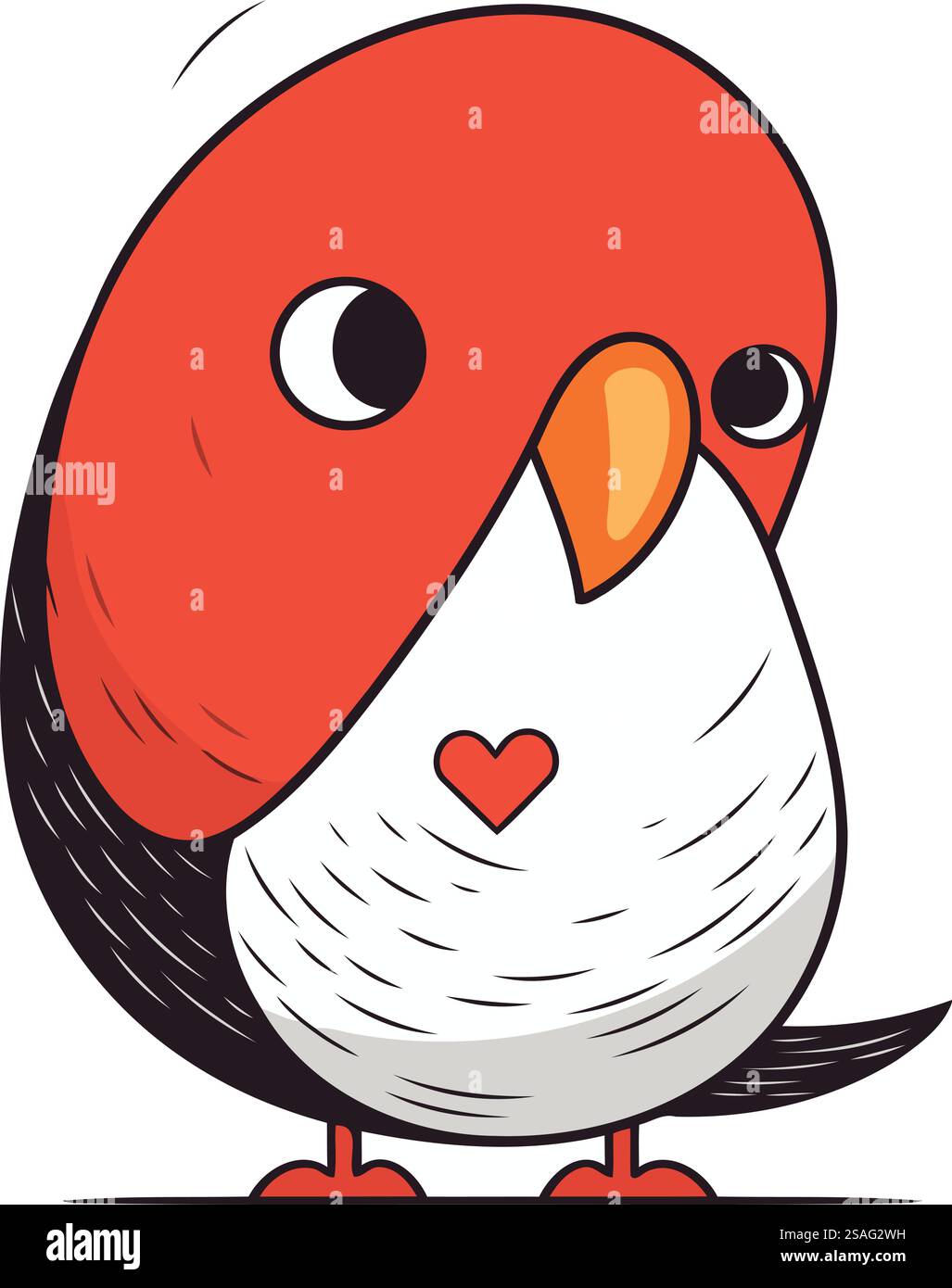 Cute cartoon red bird with heart on its beak. Vector illustration Stock Vector Image & Art - Alamy