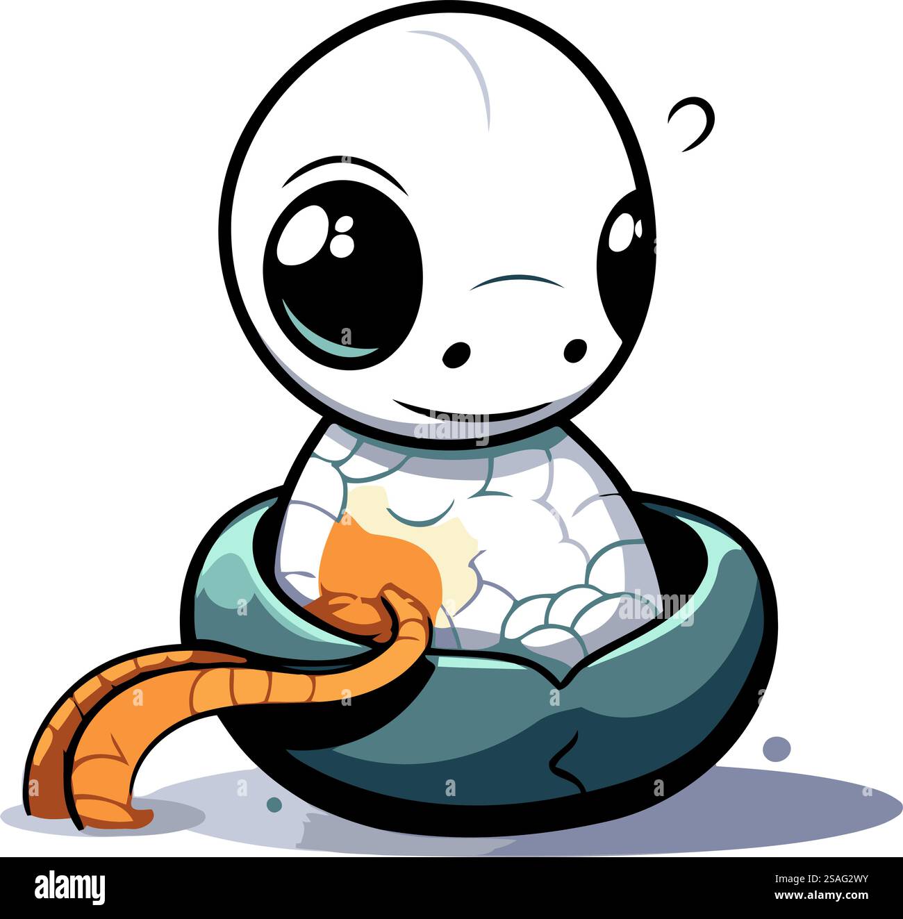 Cute cartoon snake in a bowl. Vector illustration isolated on white ...