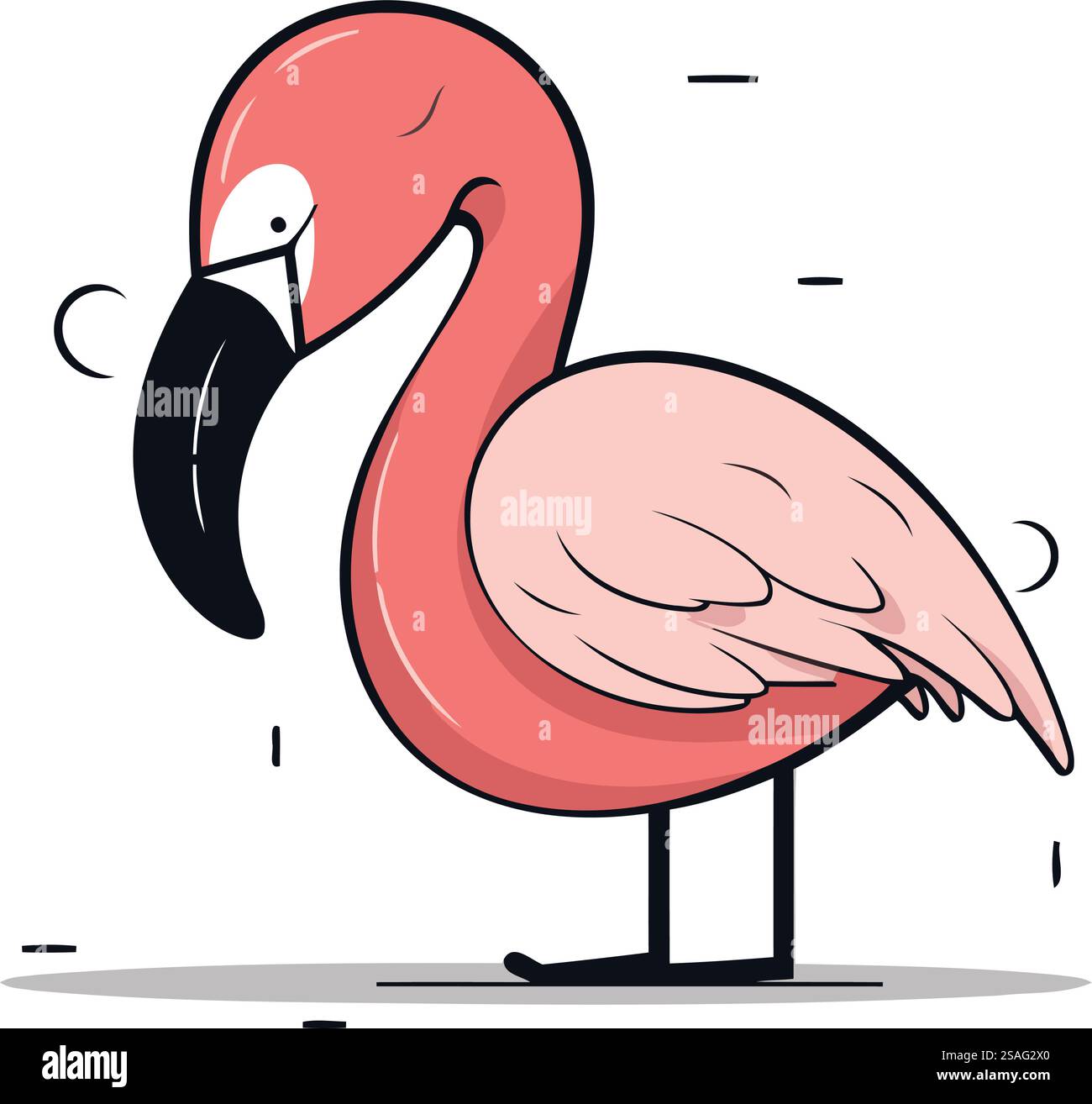 Flamingo cartoon character. Vector illustration in doodle style Stock ...
