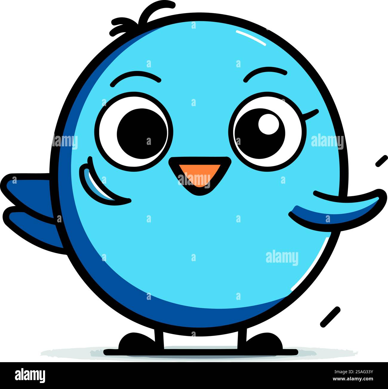 Cute Blue Bird Cartoon Character Vector Illustration Isolated on White ...