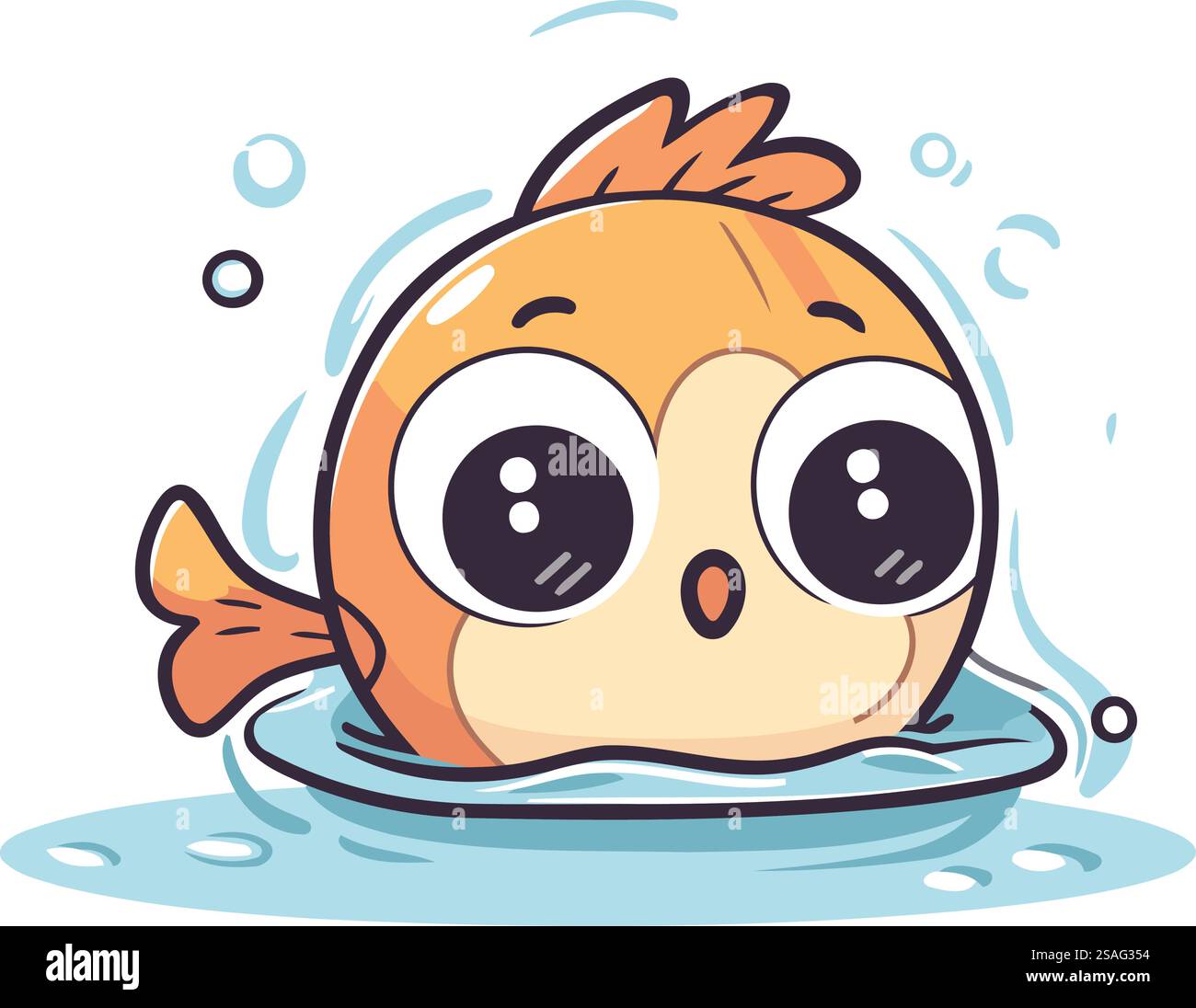 Cute cartoon chicken swimming in water. Vector illustration isolated on ...