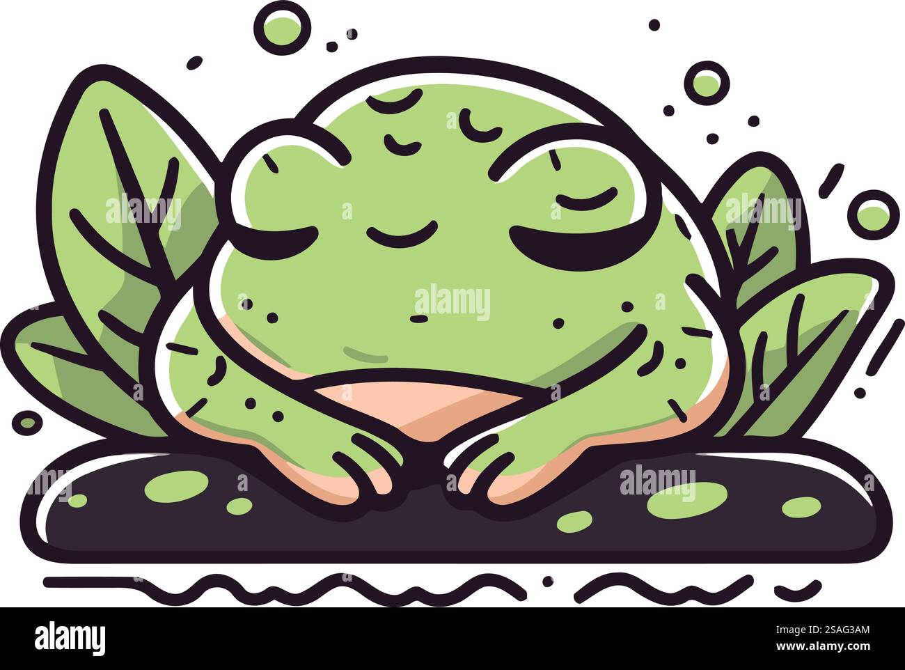 Frog sleeping on the ground. Vector illustration isolated on white ...