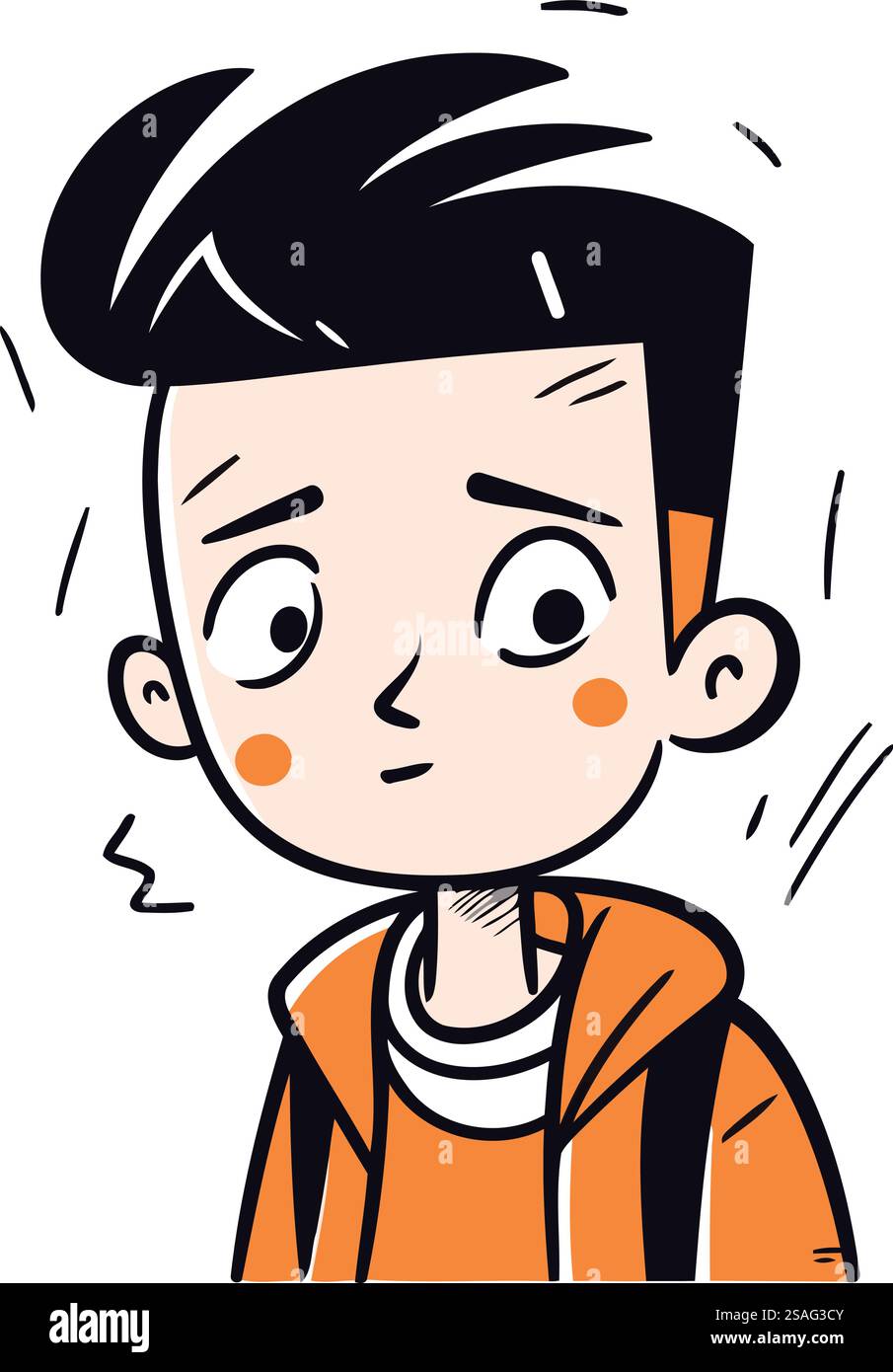 Illustration of a young man with a sad expression. vector illustration ...
