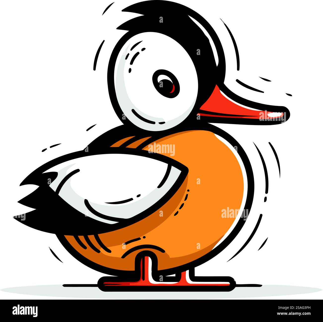 Cute cartoon duck. Isolated on white background. Vector illustration ...