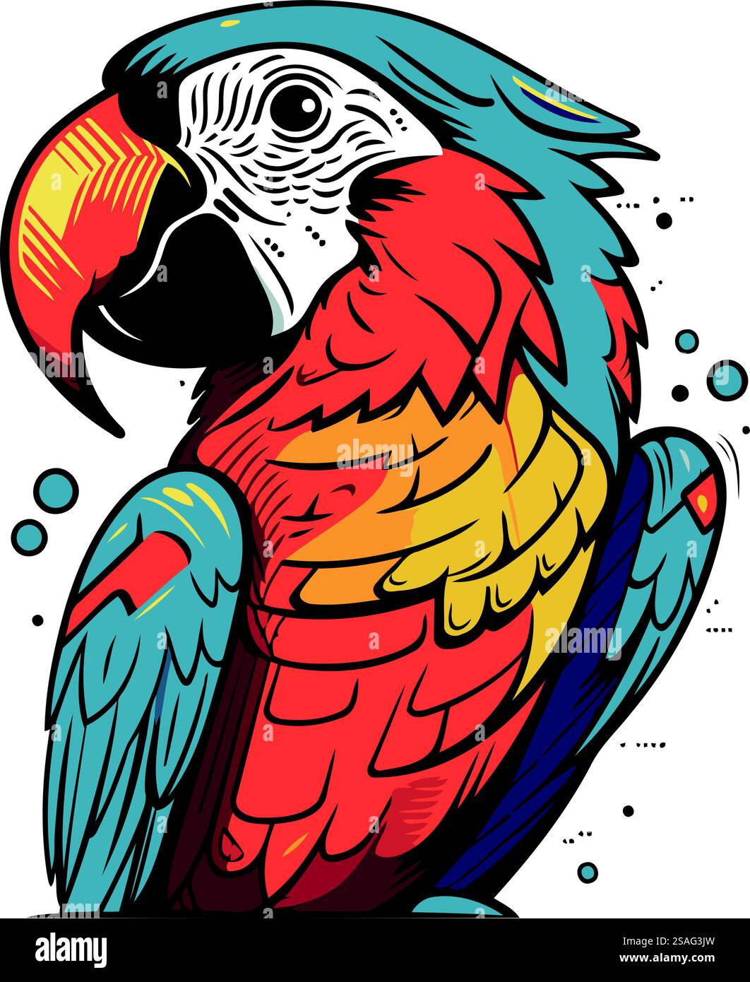 Colorful parrot. Vector illustration. Isolated on white background ...