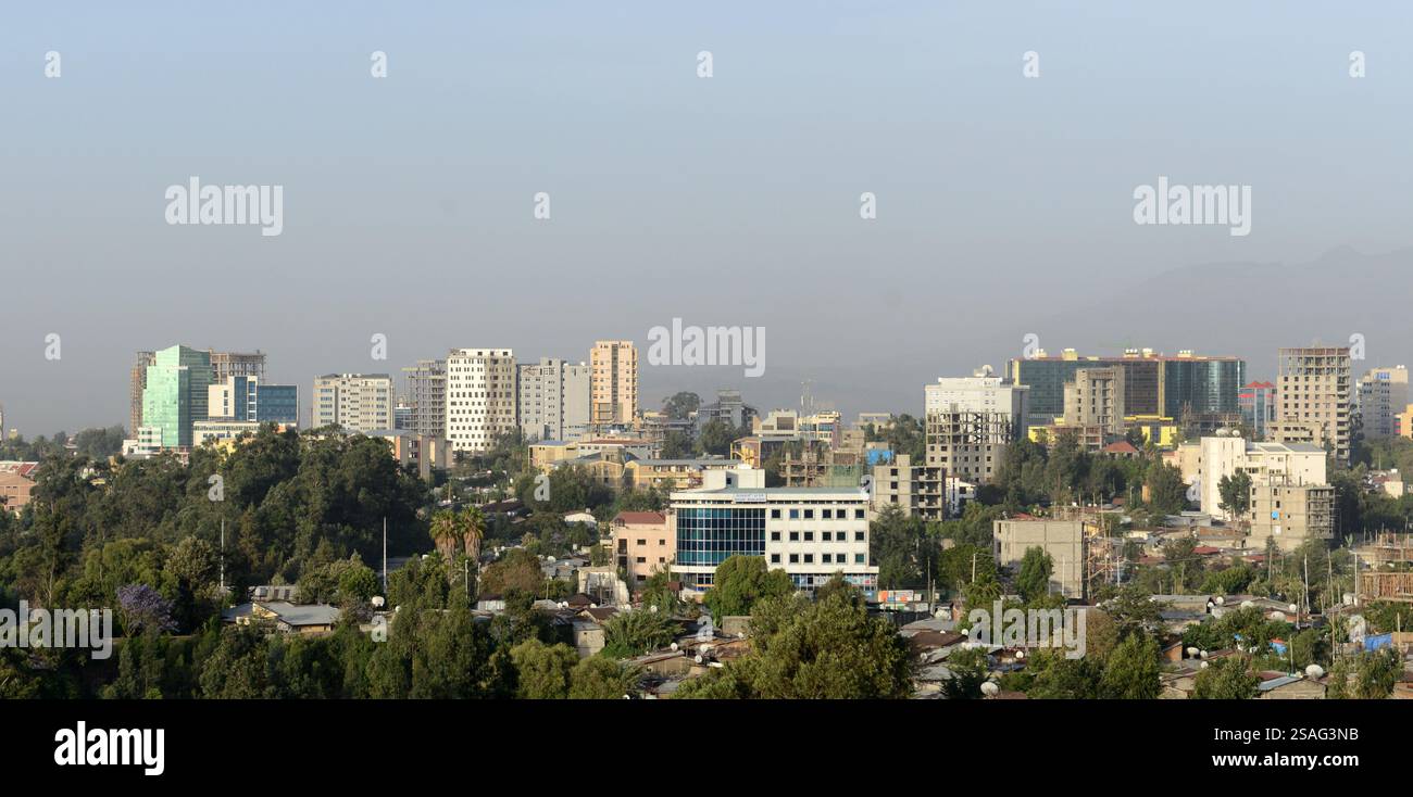The chaining skyline of Addis Ababa, capital of Ethiopia Stock Photo ...