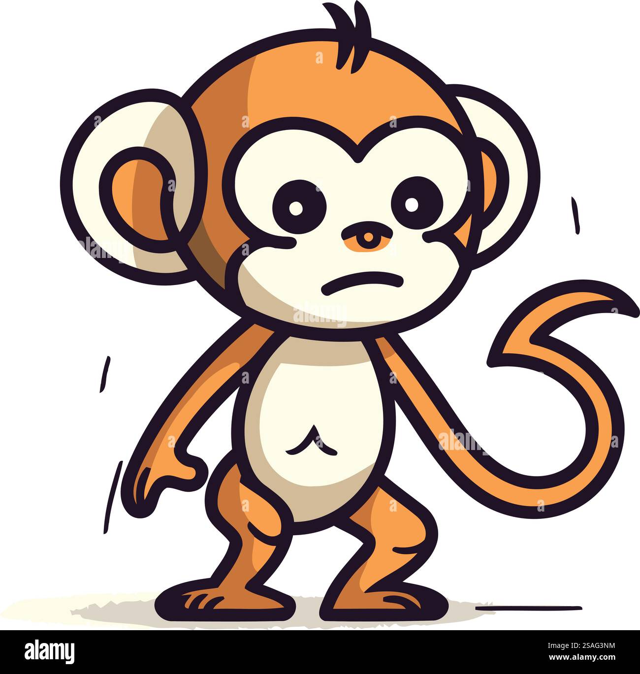 Monkey cartoon character. Vector illustration of a funny cartoon monkey ...
