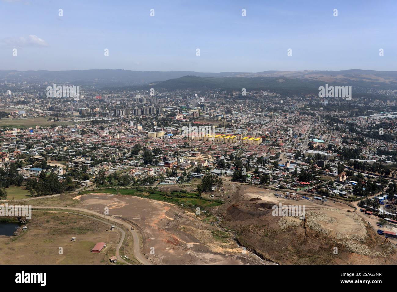 Aerial view of residential suburbs of Addis Ababa, Ethiopia Stock Photo ...