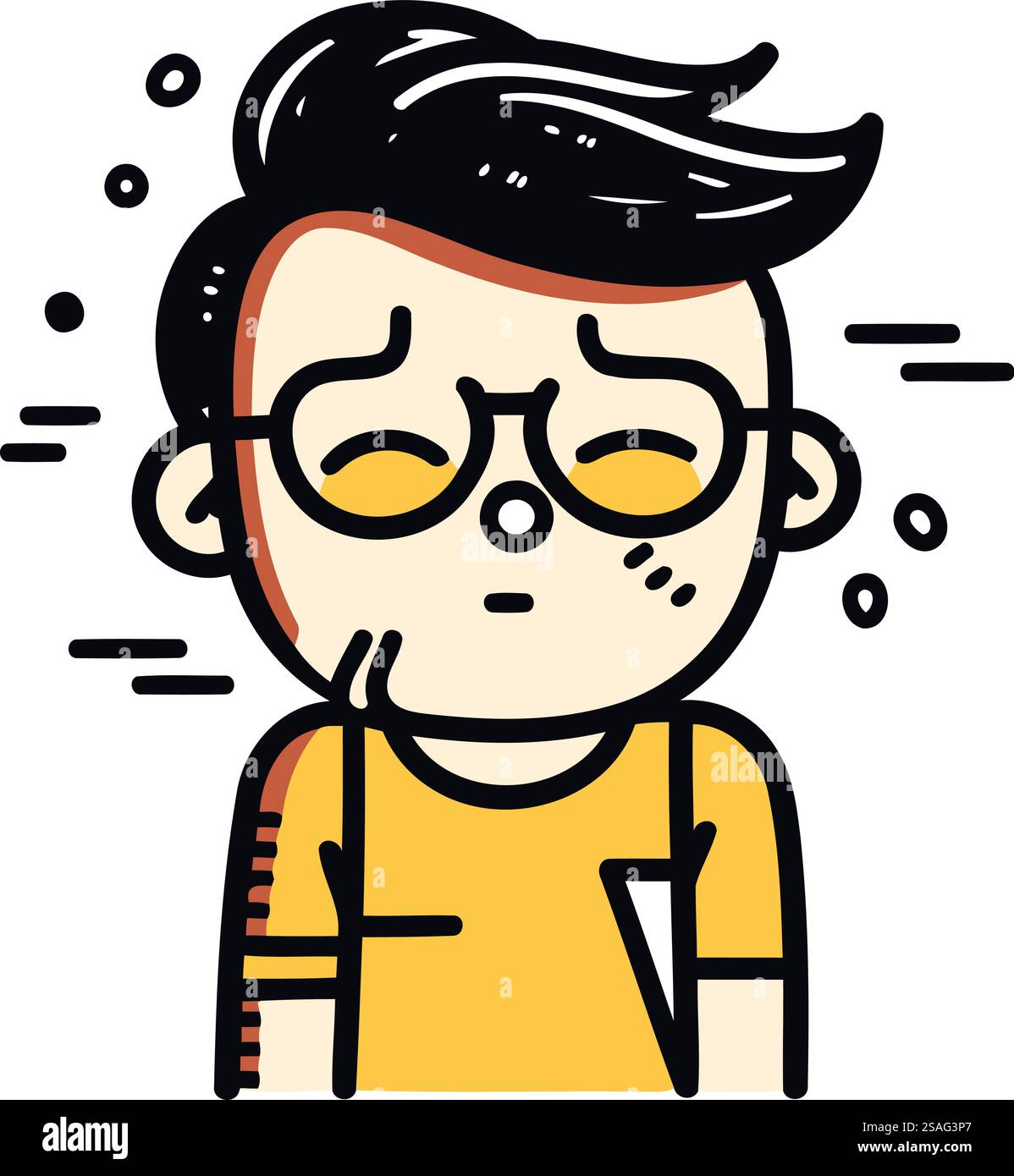 Illustration of a man feeling sick and tired. Vector illustration Stock ...