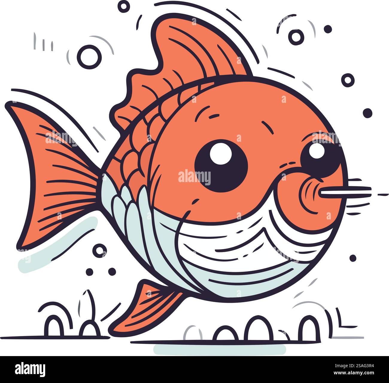 Cute cartoon fish. Vector illustration in doodle style Stock Vector ...