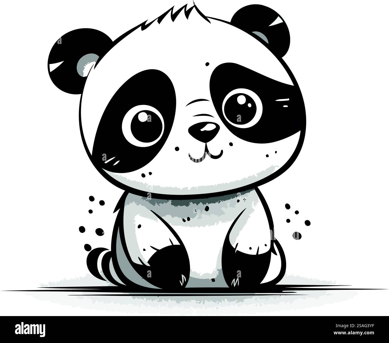 Cute panda cartoon vector illustration. Hand drawn panda Stock Vector ...