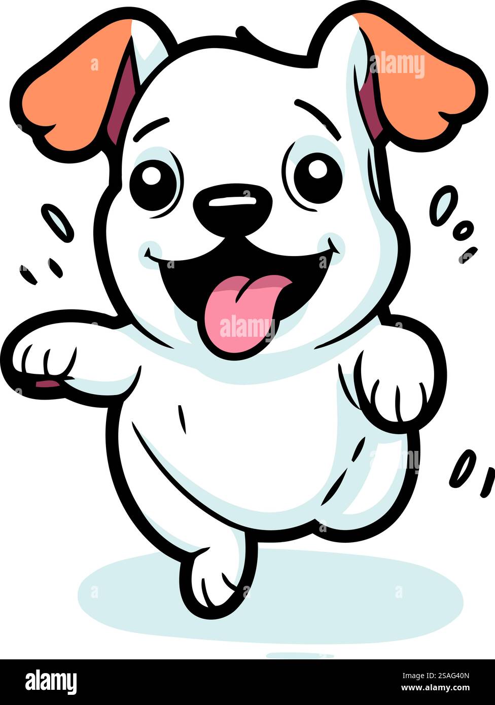 Cute cartoon dog running. Vector illustration. Isolated on white ...