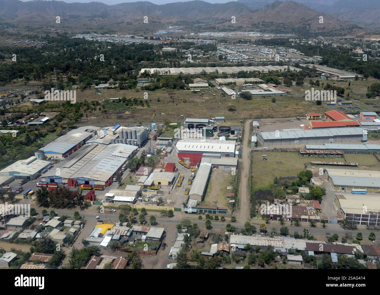 Aerial view of an industrial zone in the Dessie / Kombolcha region in ...