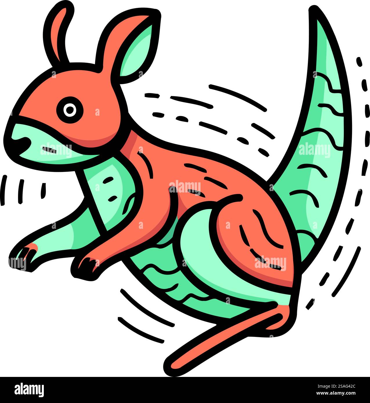 Kangaroo jumping. Cartoon kangaroo. Vector illustration Stock Vector ...