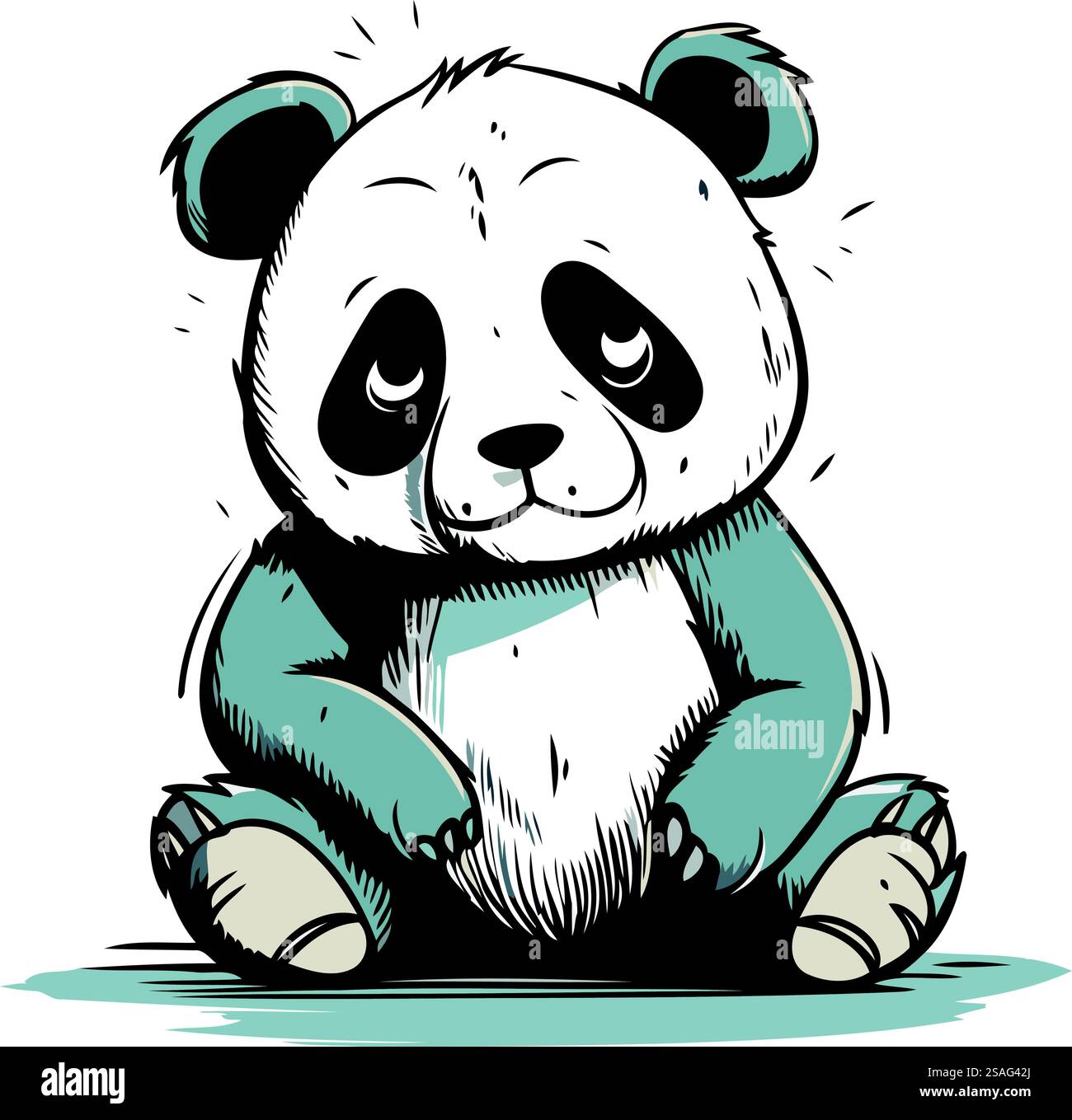 Cute panda bear sitting and looking at camera. Vector illustration ...