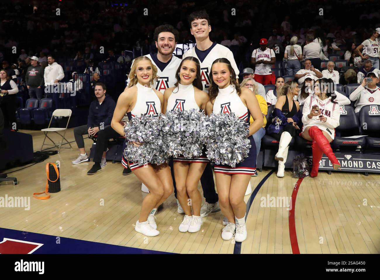 TUCSON, AZ - JANUARY 27: Arizona Wildcats cheerleaders prior to a ...