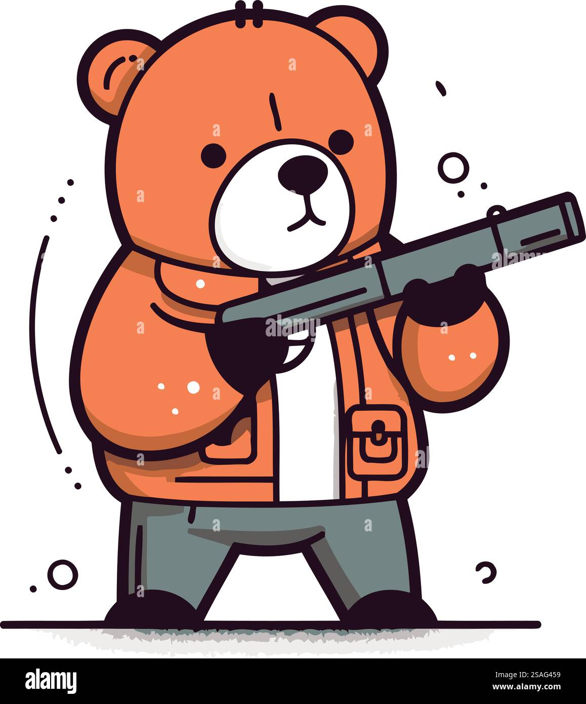 Teddy bear holding a gun in his hand. Vector illustration Stock Vector ...