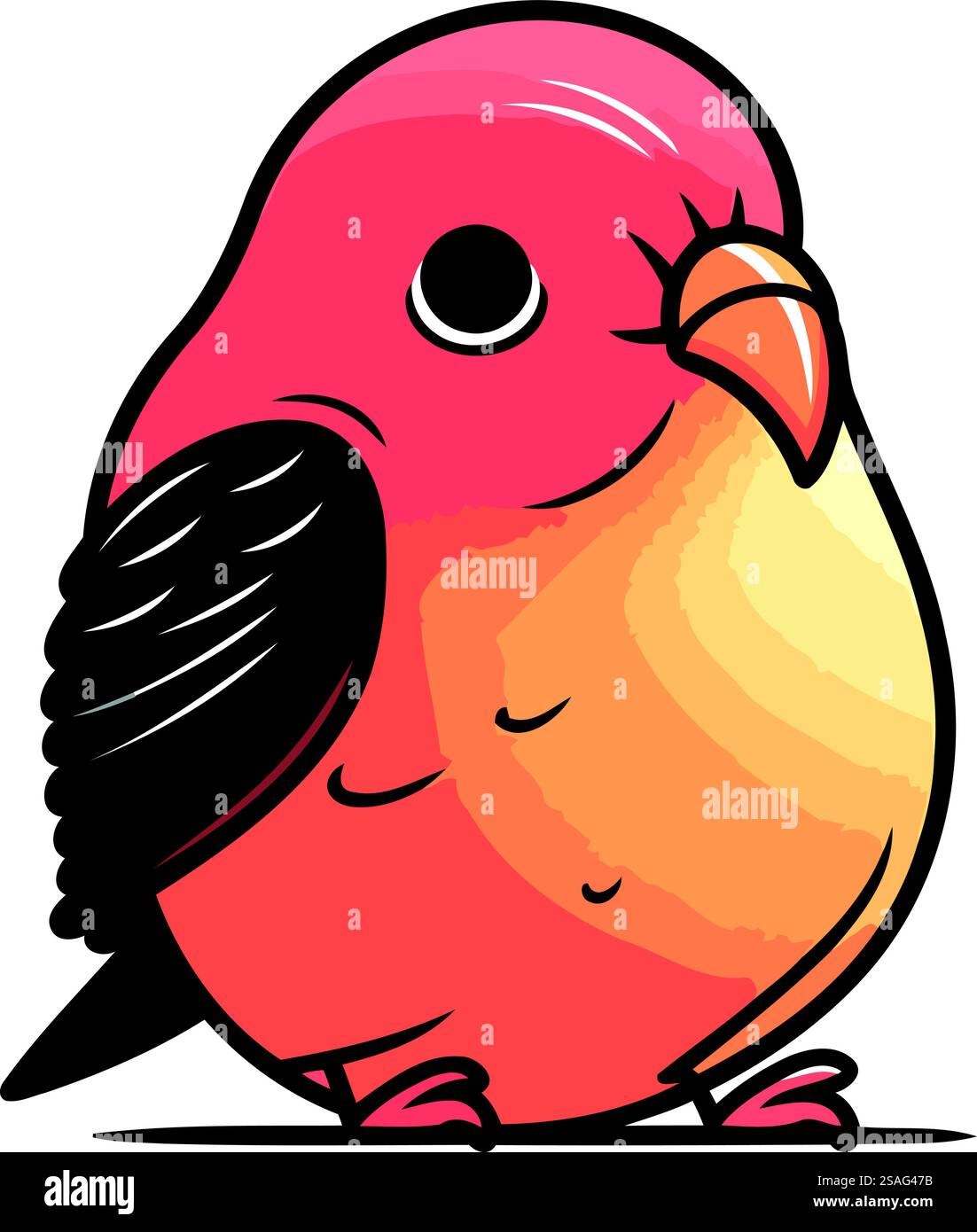 Cute cartoon red bird isolated on white background. Vector illustration ...