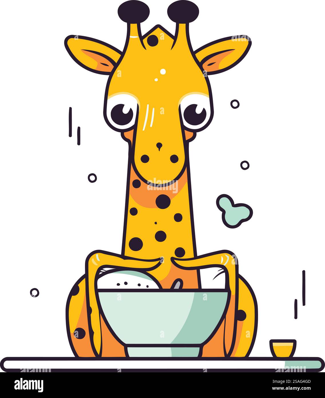 Cute giraffe with a bowl of milk. Vector illustration Stock Vector ...