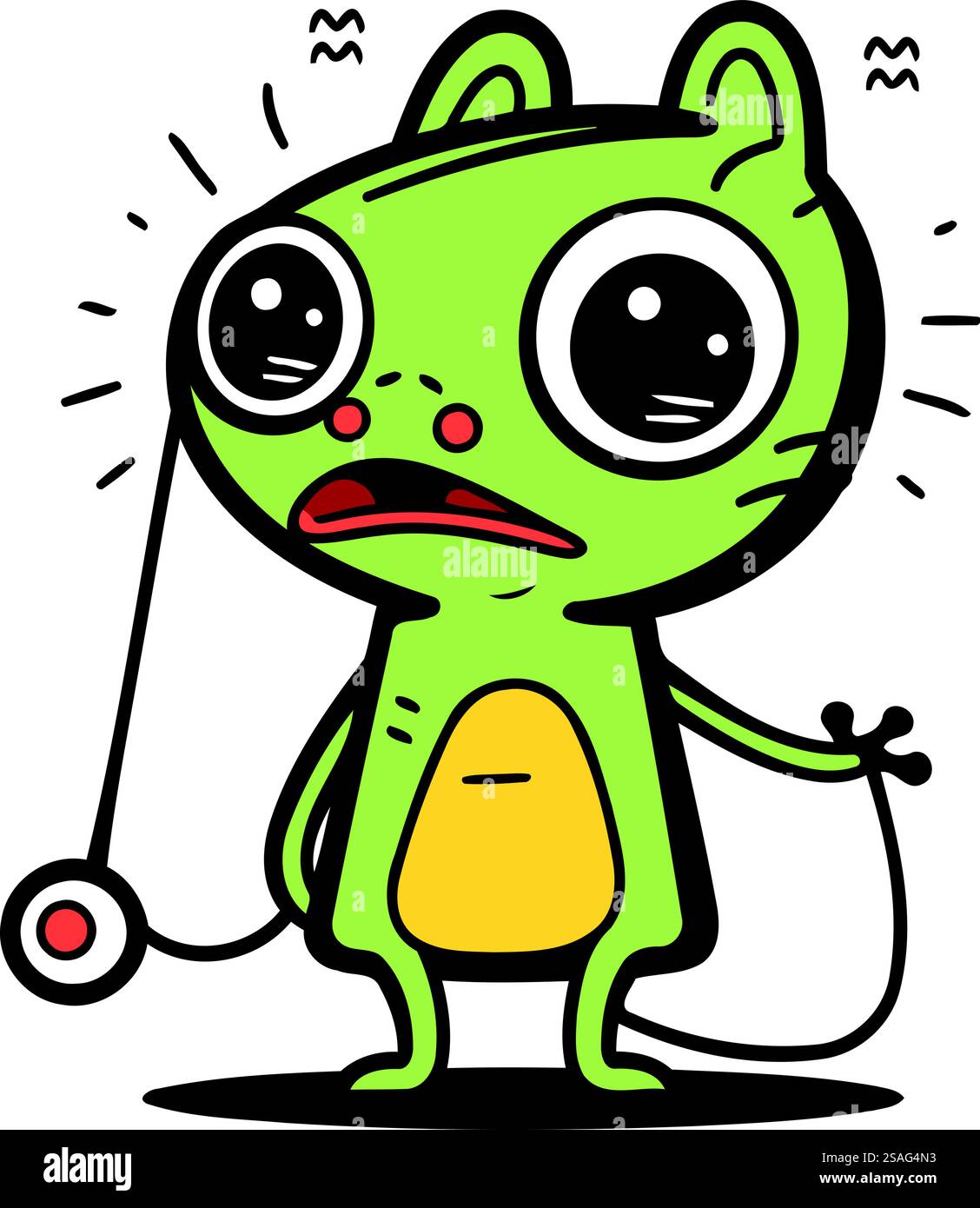 Funny frog with a skipping rope. Vector illustration in cartoon style ...