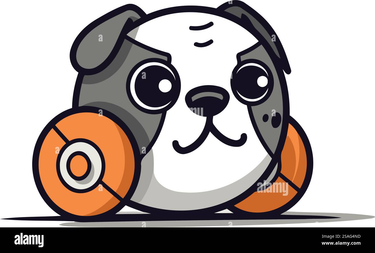 Cute pug dog with a steering wheel. Vector illustration Stock Vector ...