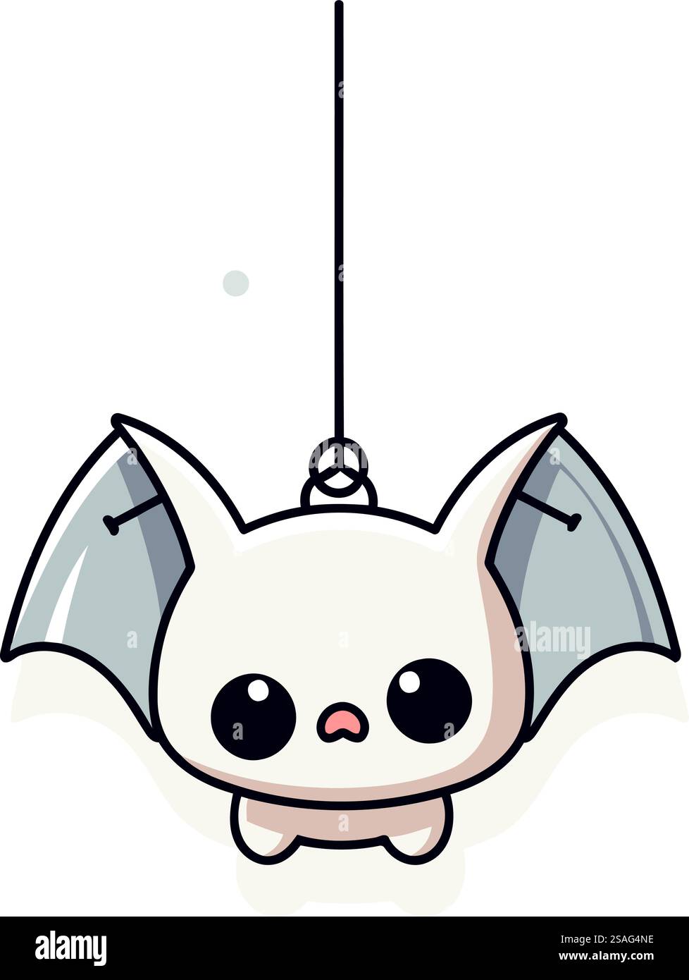 Cute Bat hanging on a rope isolated on white background. Vector ...
