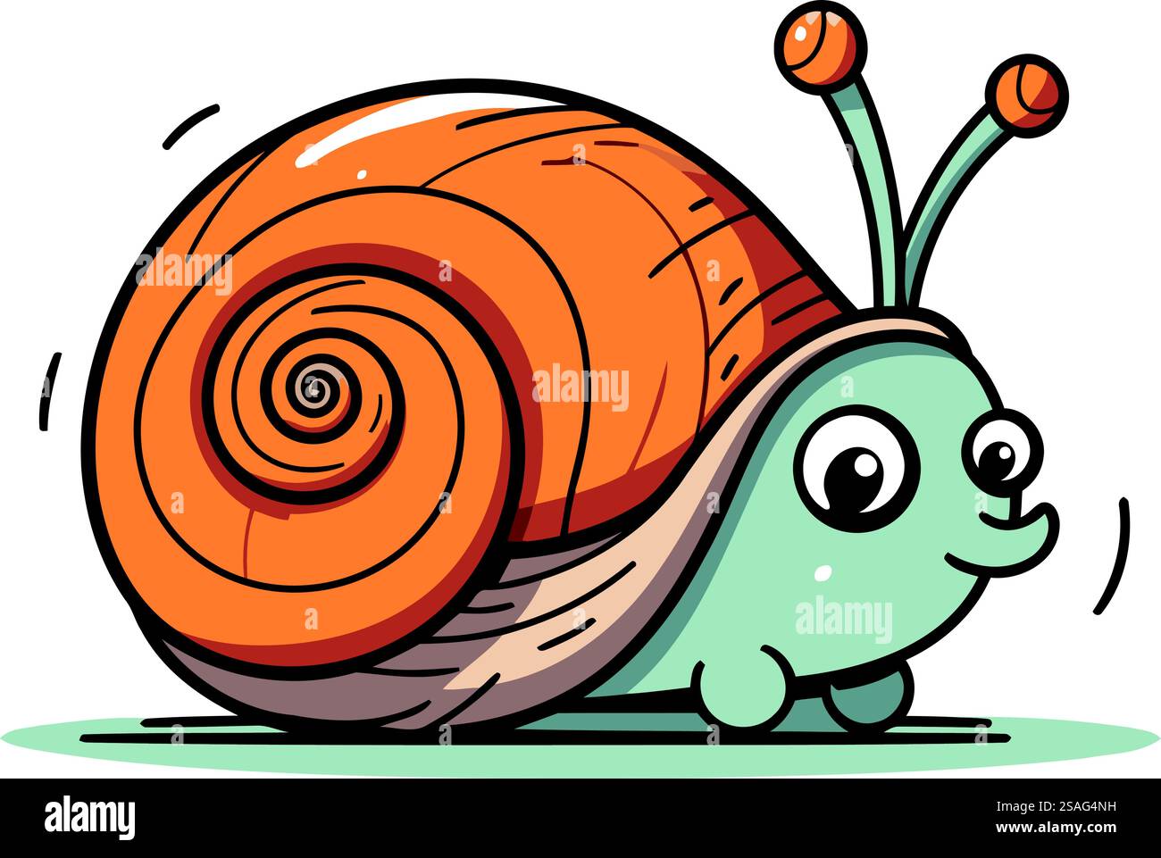 Cute cartoon snail. Vector illustration isolated on a white background Stock Vector Image & Art ...