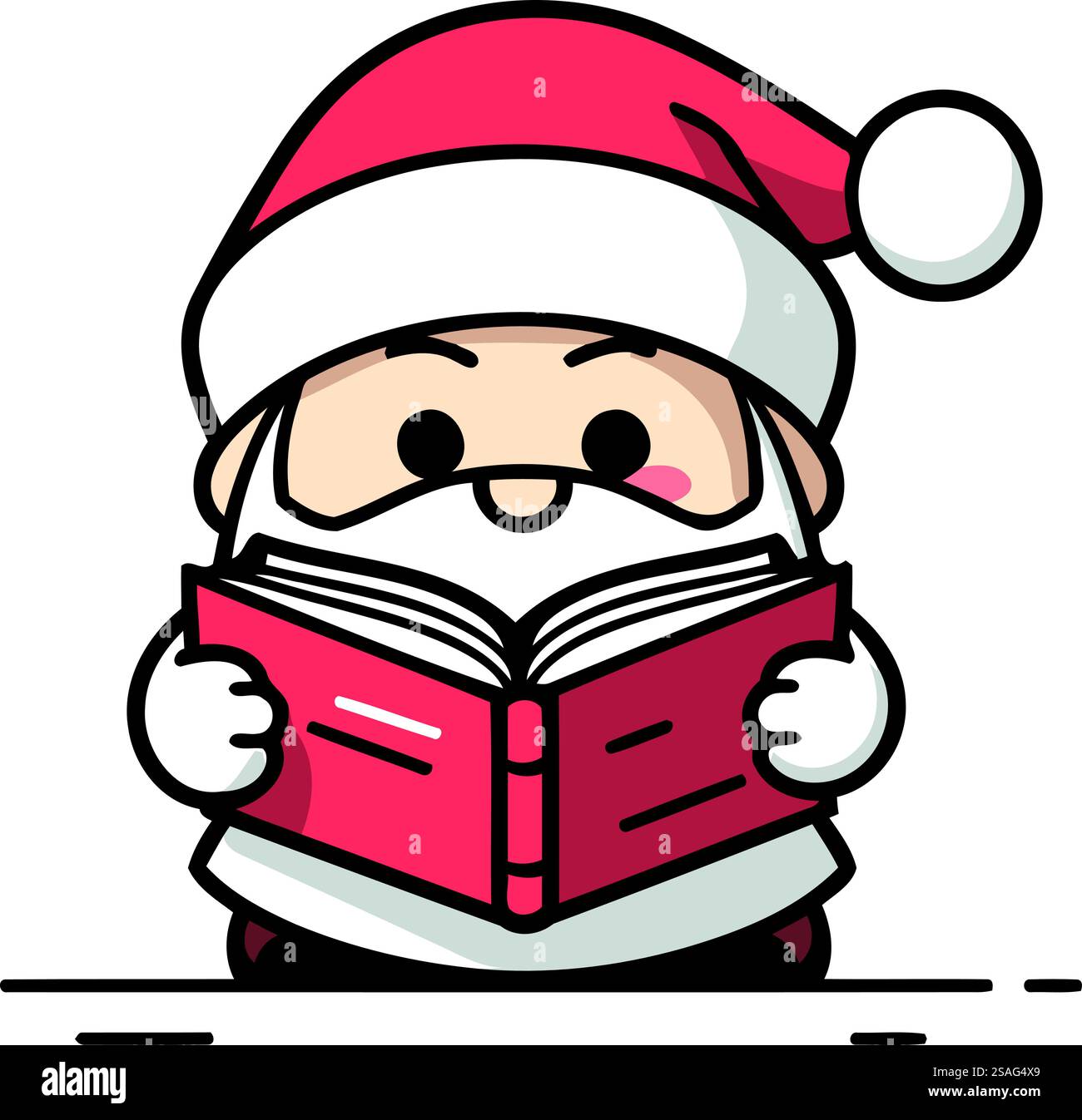 Cute santa claus reading a book. Vector illustration Stock Vector Image ...