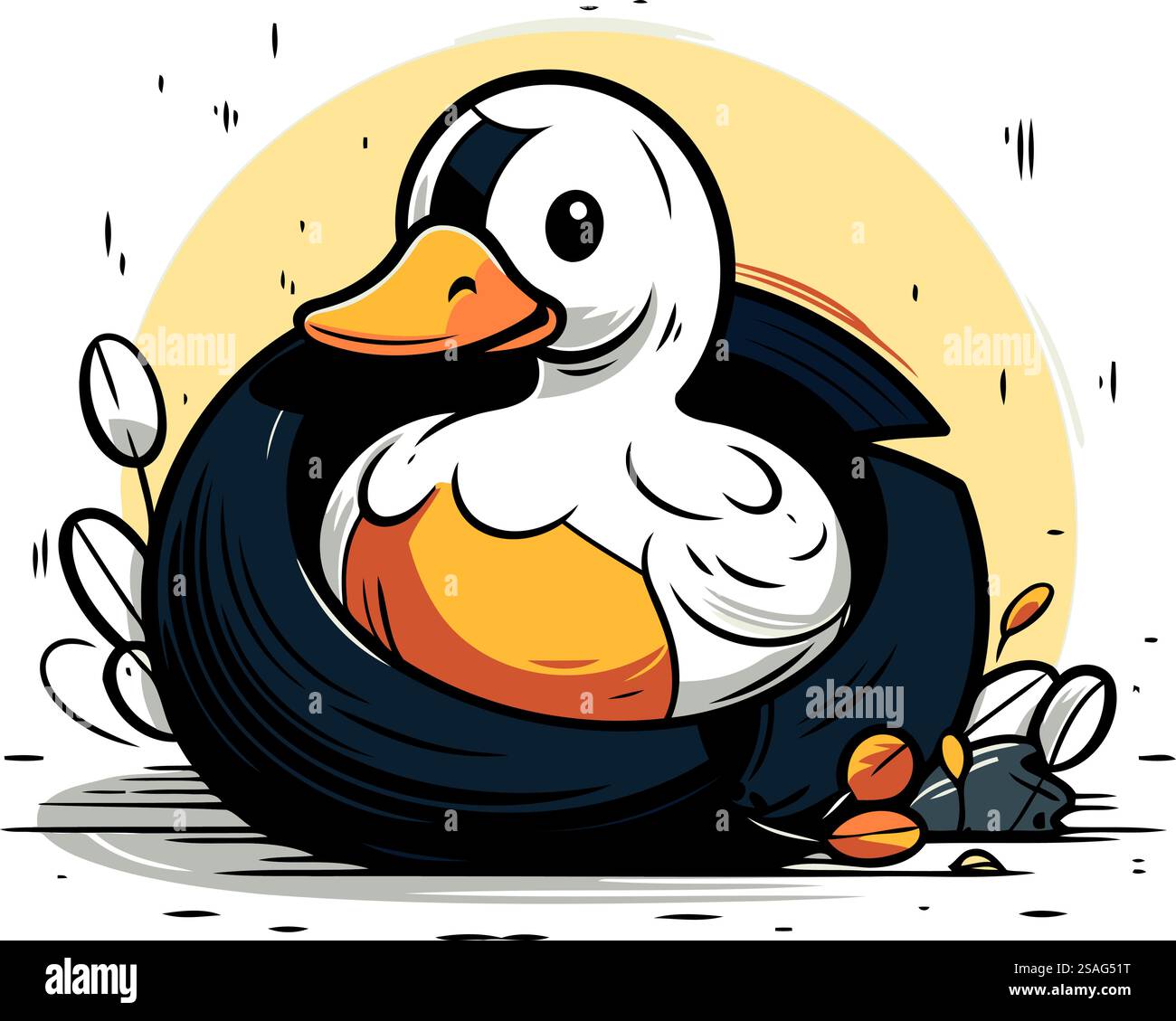 Duck in a nest on a white background. Vector illustration Stock Vector ...