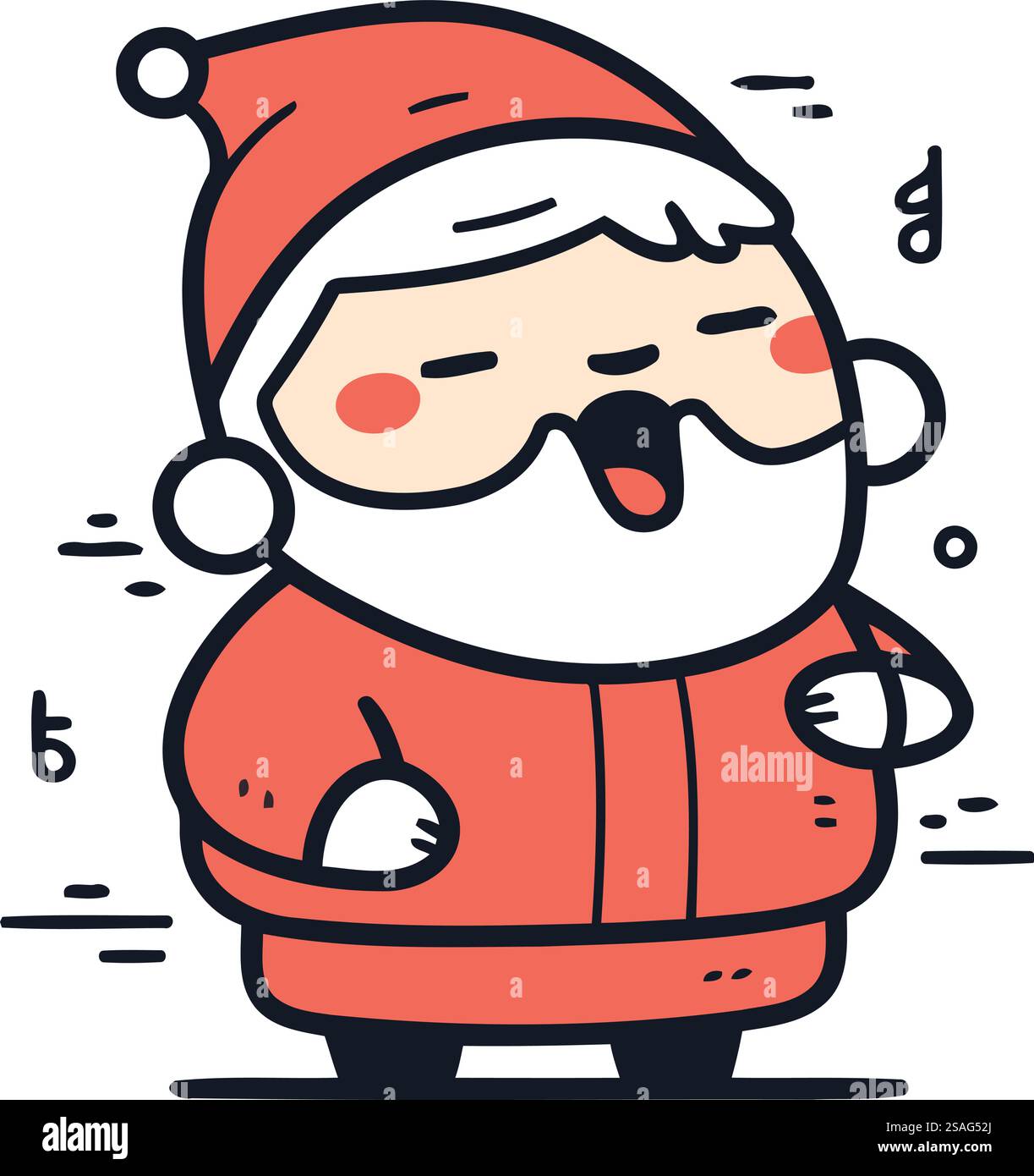 Vector illustration of Santa Claus in red clothes. Line art style Stock ...