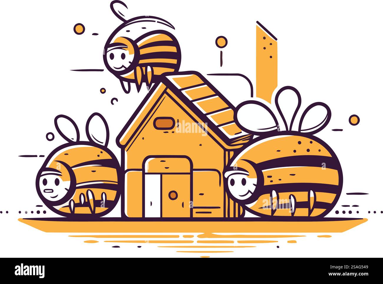 Cute cartoon bee family. Vector illustration for your graphic design ...