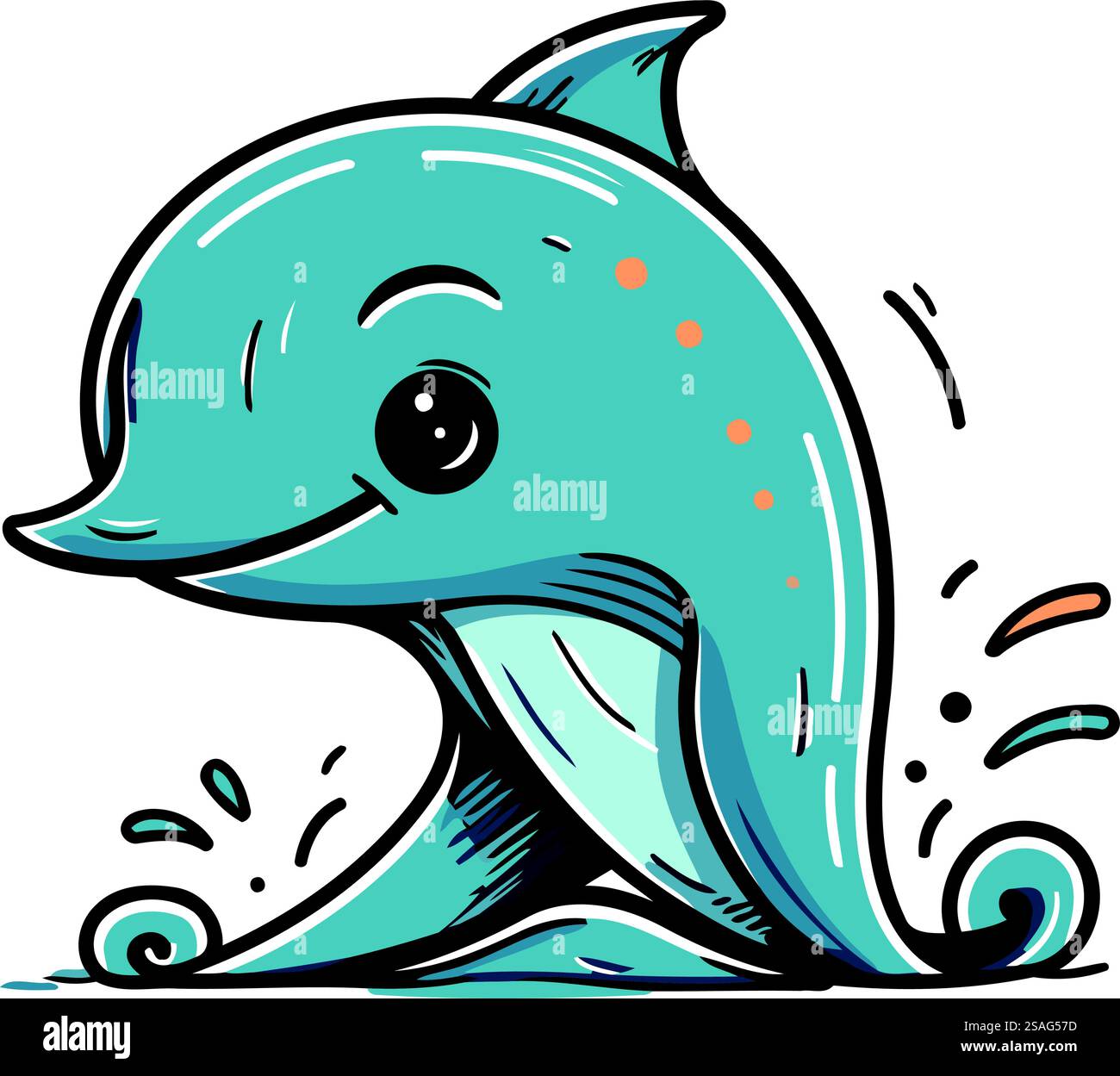 Dolphin doodle vector illustration. Hand drawn cartoon dolphin Stock ...