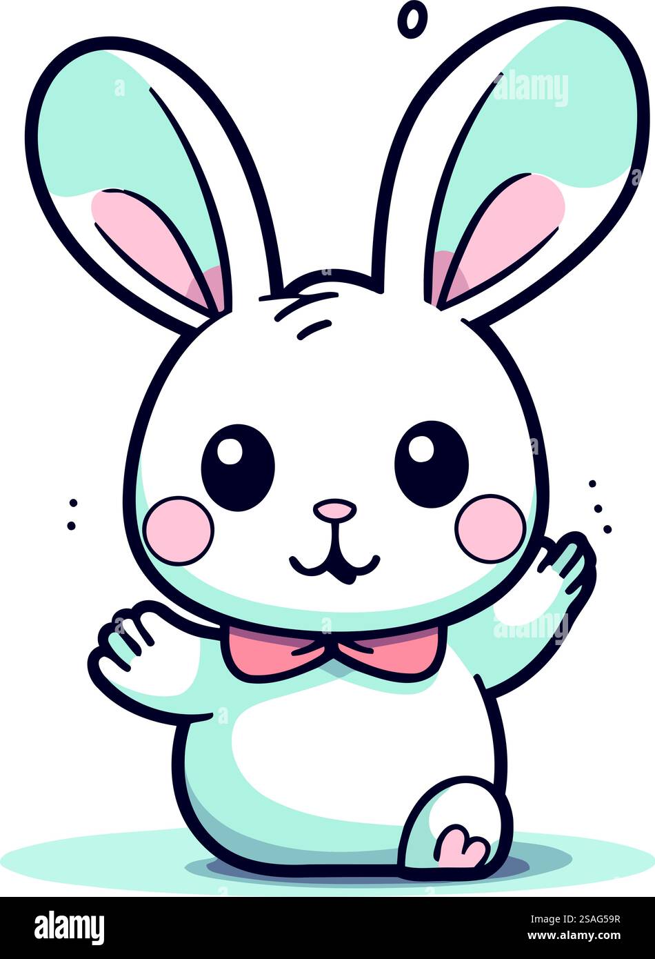 Cute cartoon bunny with bow tie and bow tie. Vector illustration Stock ...
