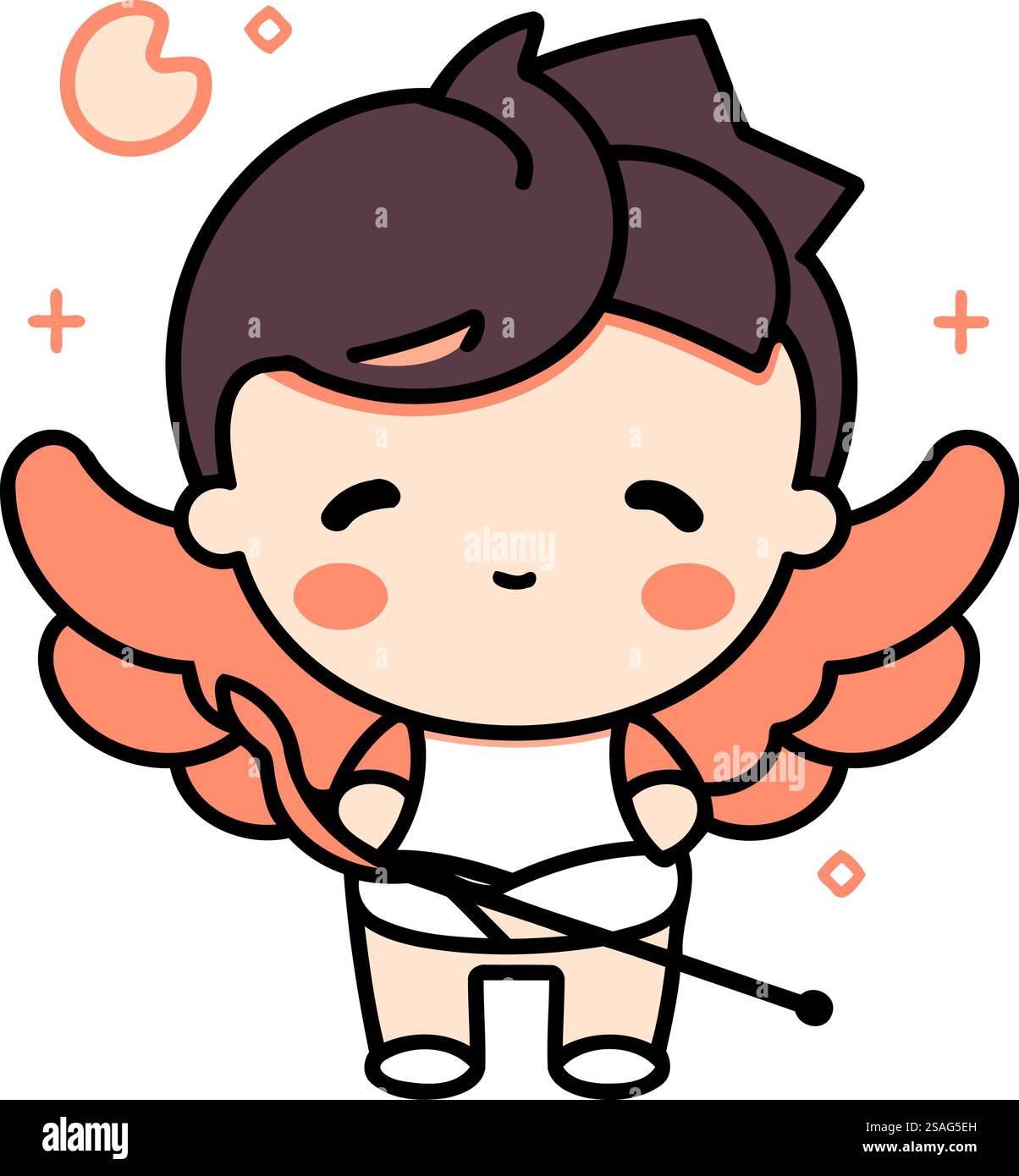 Cute little cupid. Vector illustration in cartoon linear style Stock ...