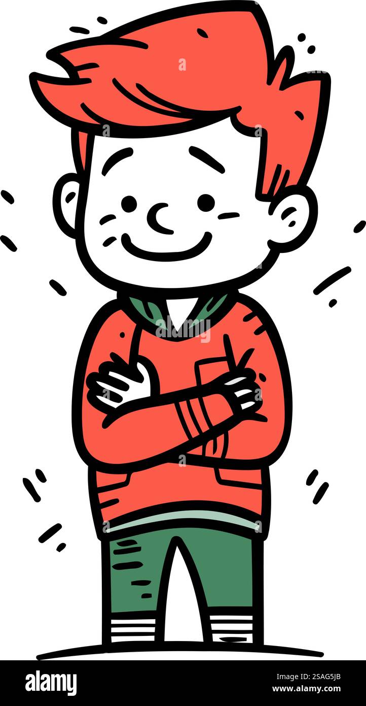Cartoon character of a boy with red hair. Vector illustration Stock ...