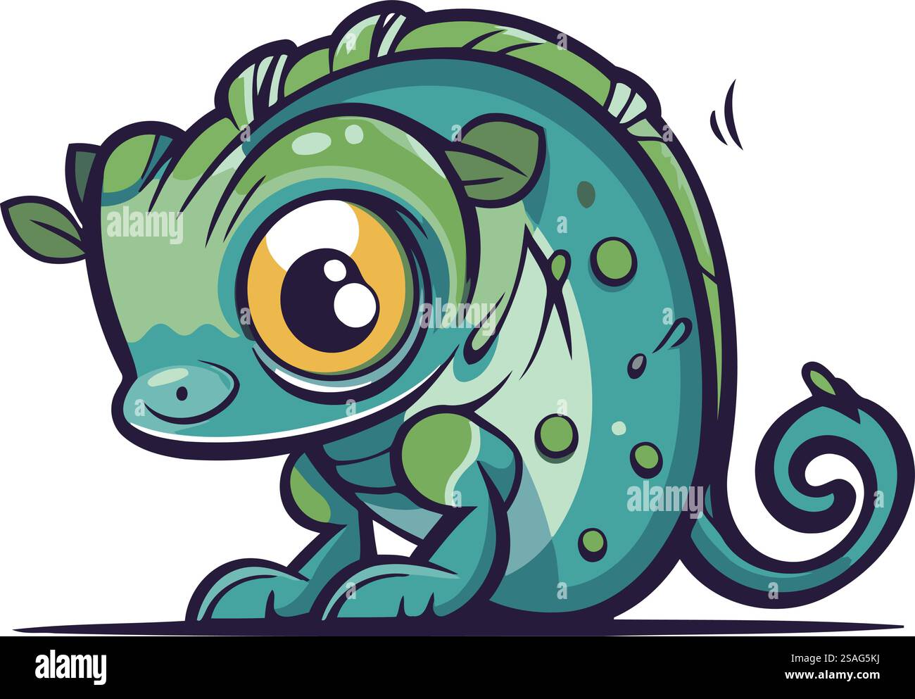 Cartoon chameleon on a white background. Vector illustration Stock ...